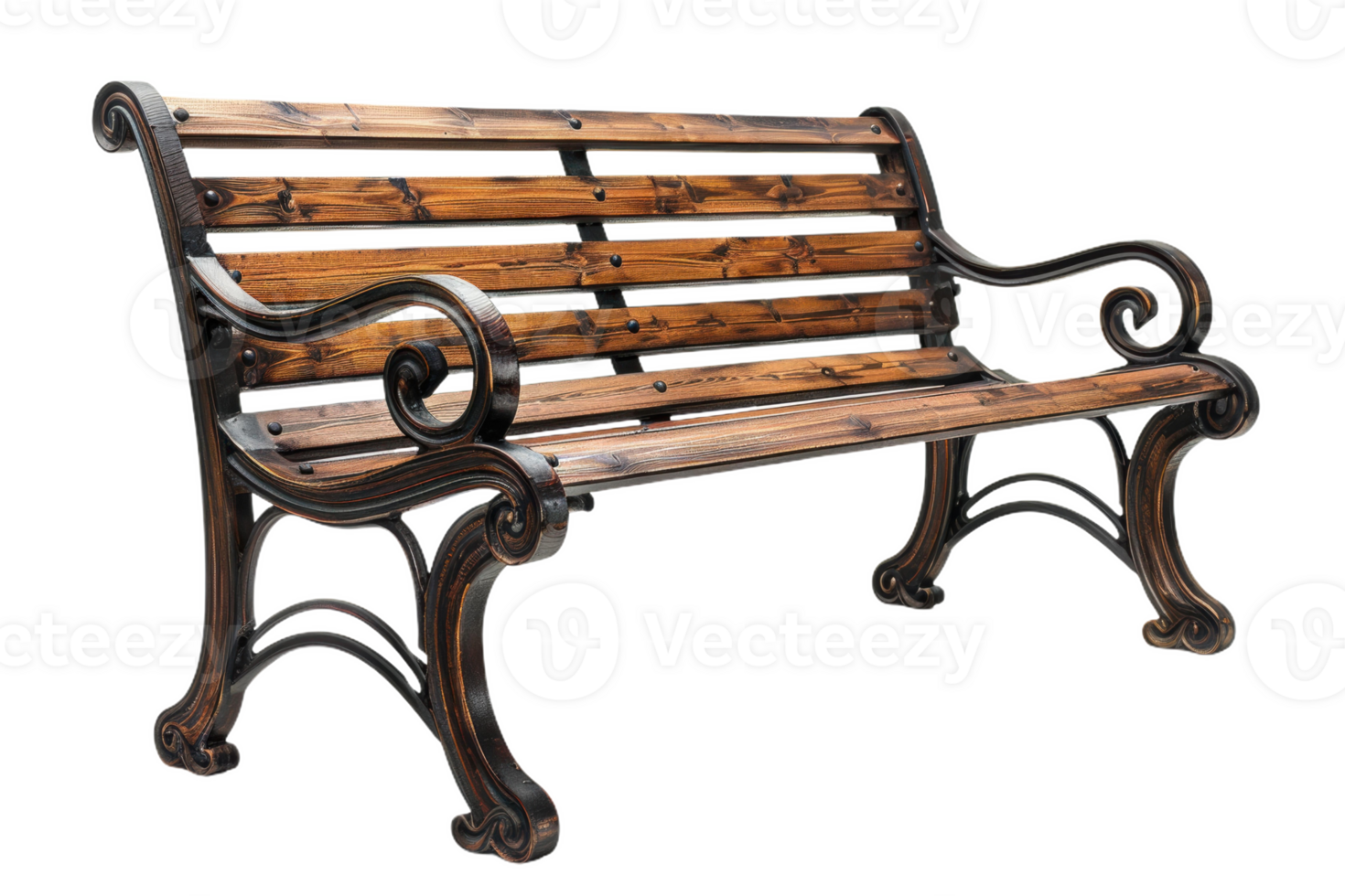 Ornate Wooden Garden Bench 49130952 PNG