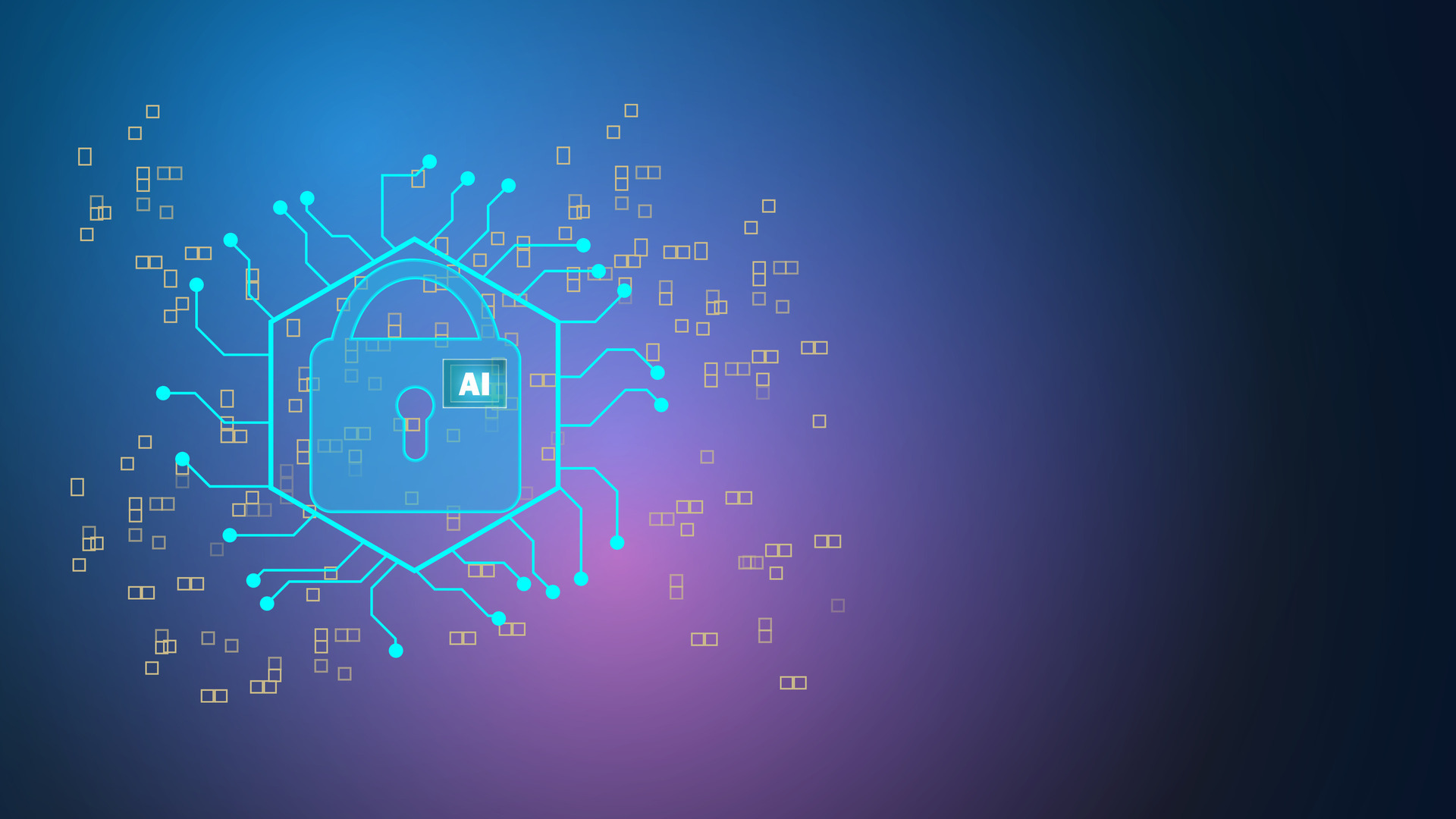 Cyber security ai background. Machine learning secure. Blue background ...