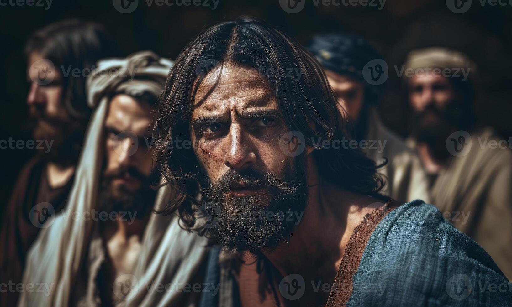 Judas Iscariot plotting to betray Jesus and his disciples. Concept of ...