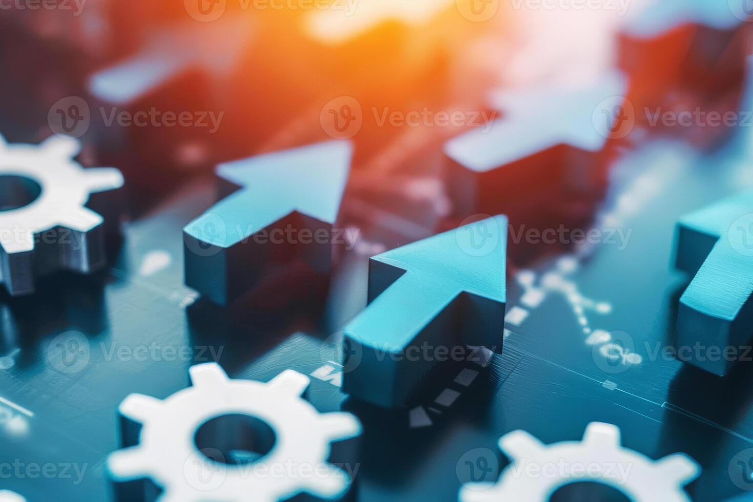 Dynamic Arrows And Gears Illustrating Business Process Automation Efficiency Optimization