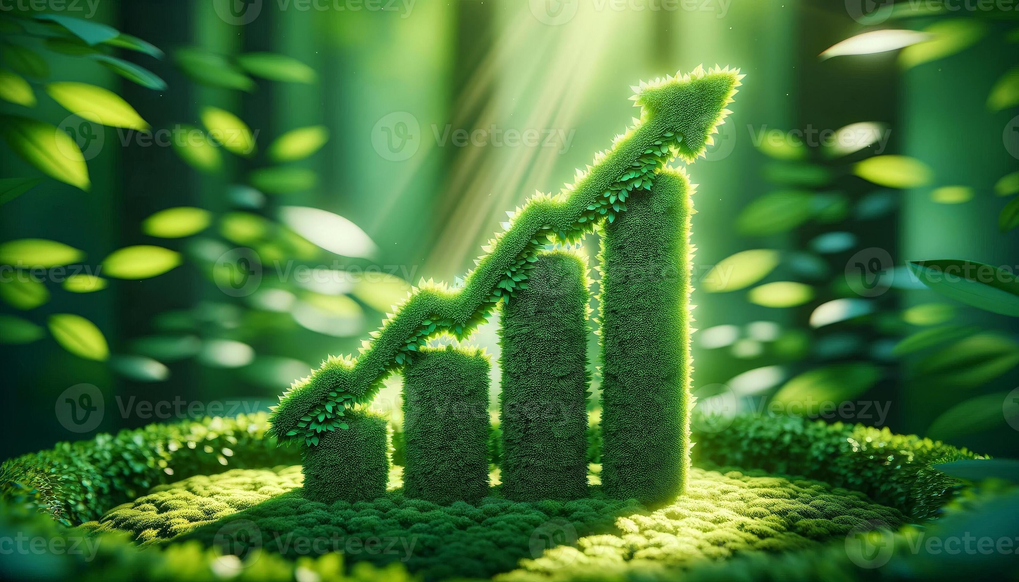 Green growth concept with eco-friendly bar chart and arrow. Sustainable ...