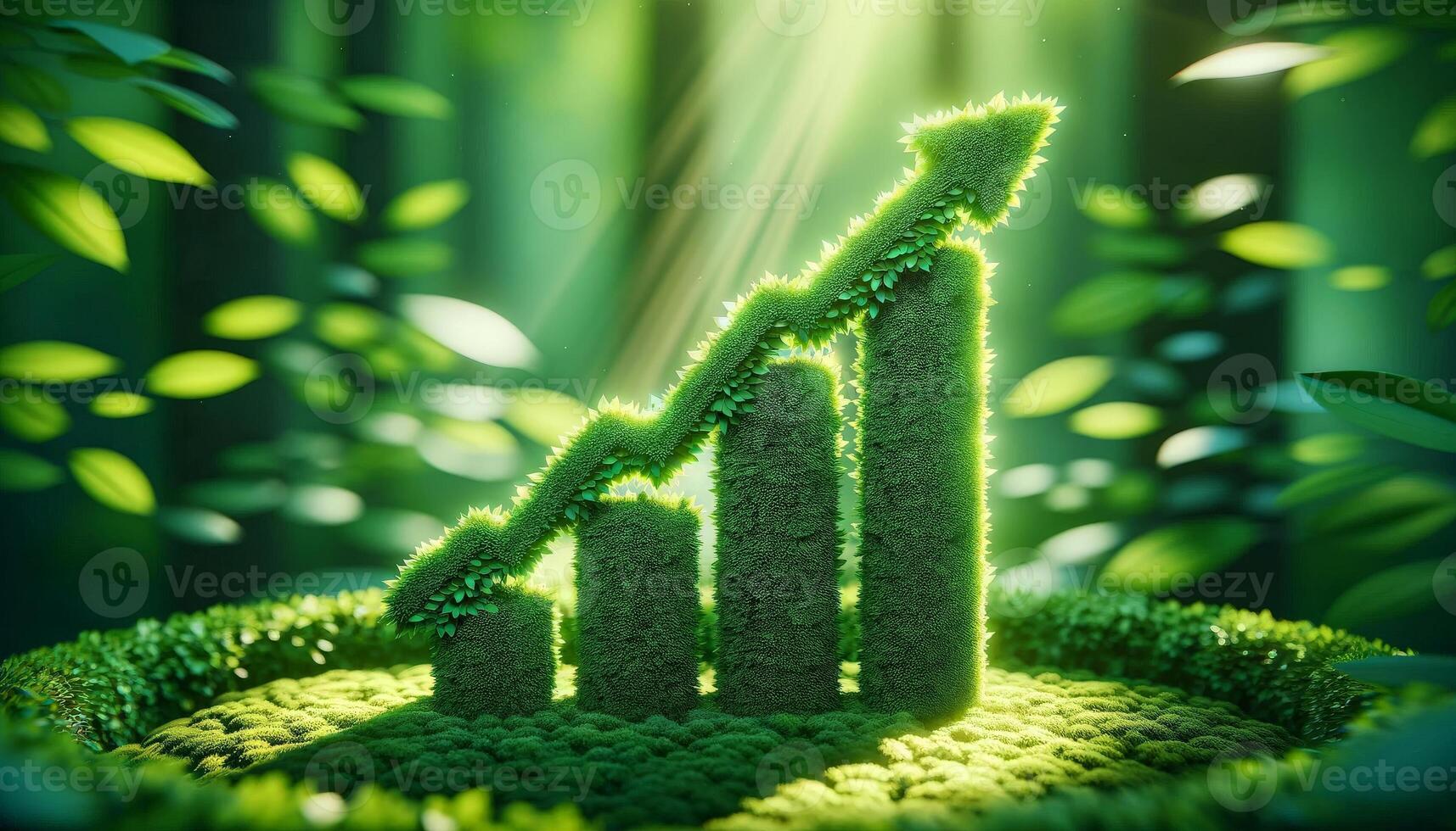 Green growth concept with eco-friendly bar chart and arrow. Sustainable development ...