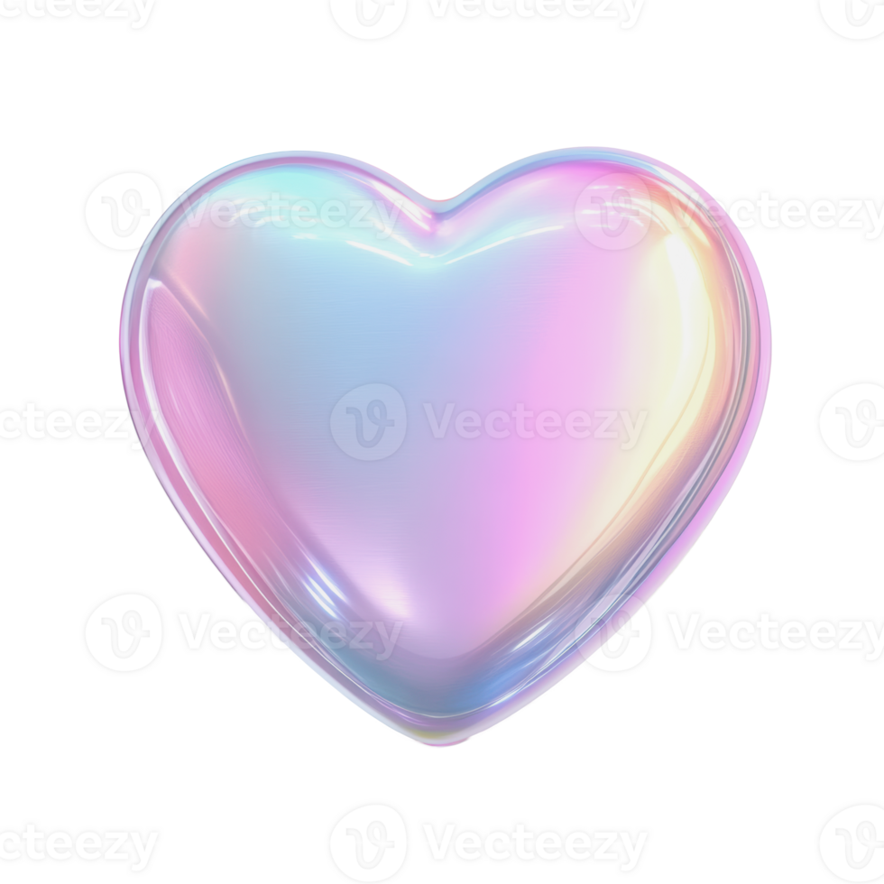 Shiny heart-shaped bubble with pastel colors 49154270 PNG