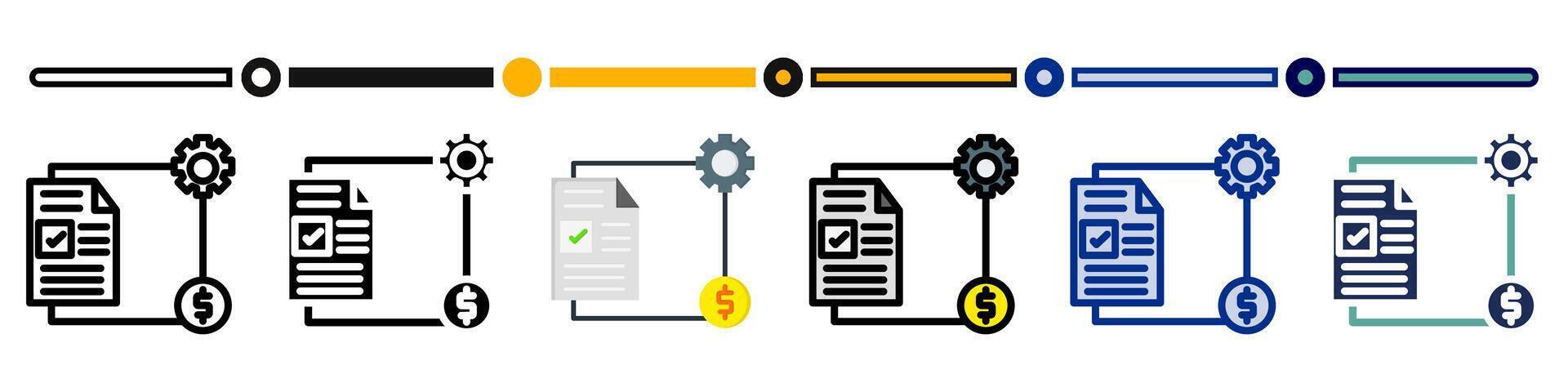 Process icon collection. 6 Various style icons. For sign, symbol ...