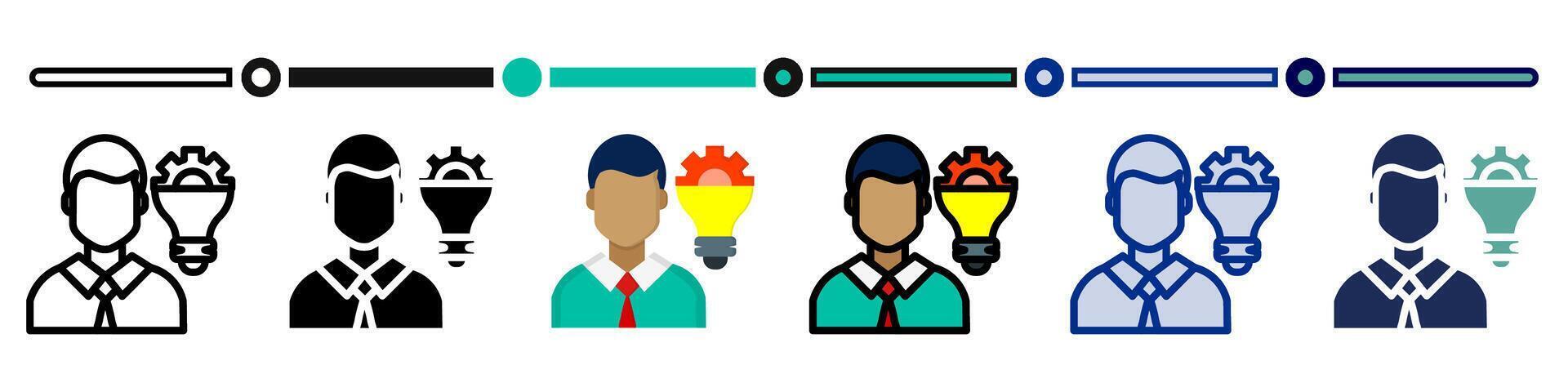 Employee skill icon collection. 6 Various style icons. For sign, symbol ...