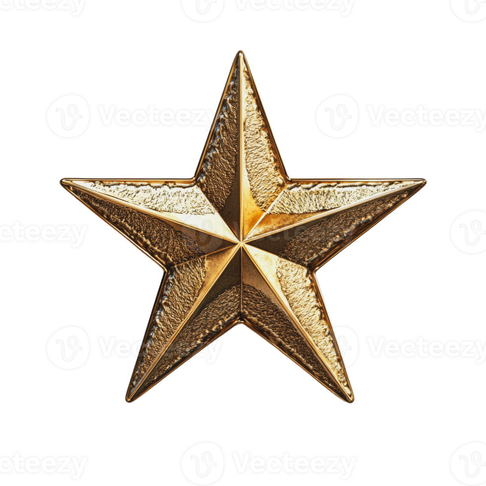 Shiny gold star with a textured surface on a plain background 49155889 PNG