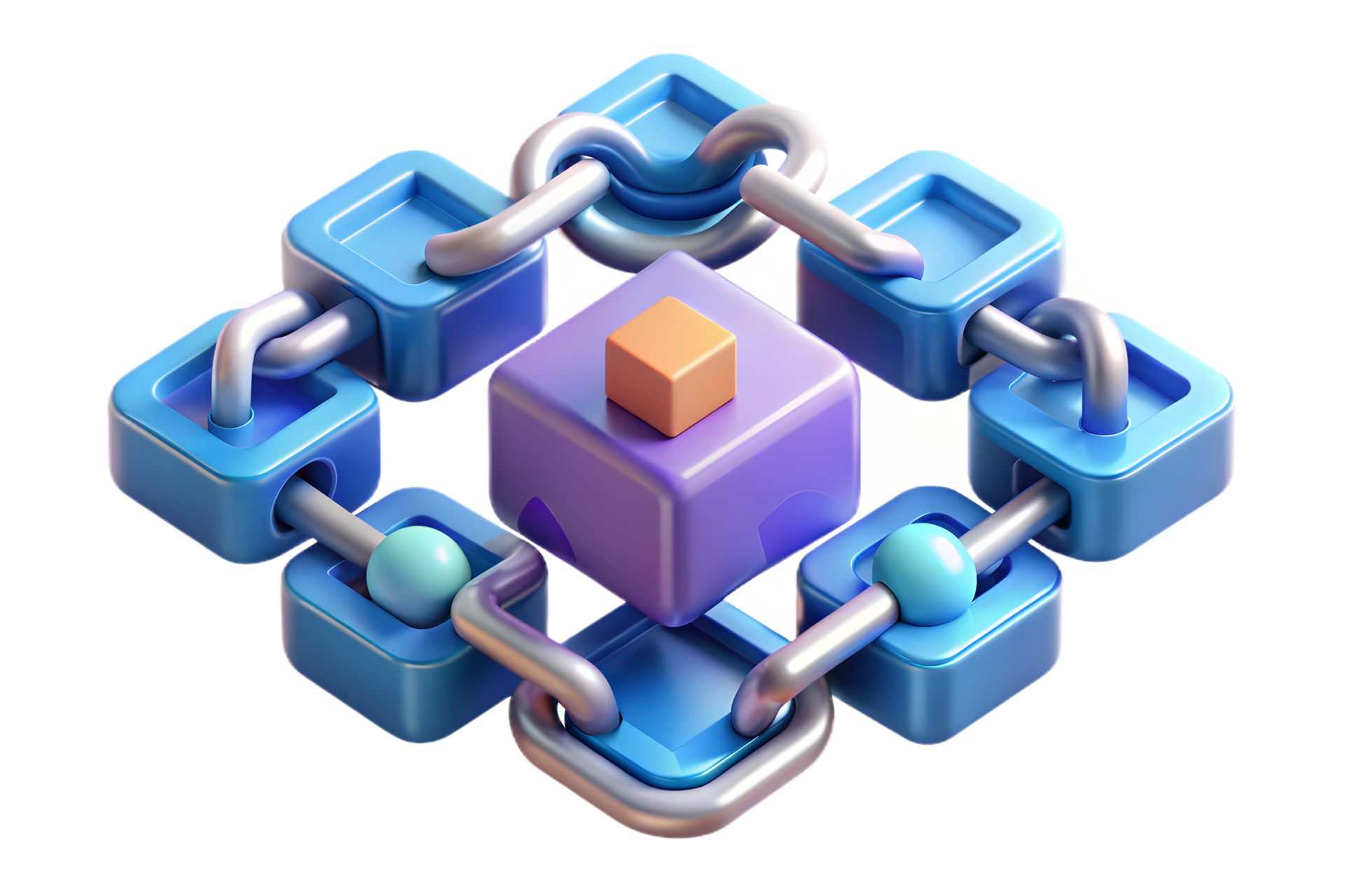 Isometric 3d Ai Driven Blockchain Elements Concept As Abstract Elements Representing Blockchain