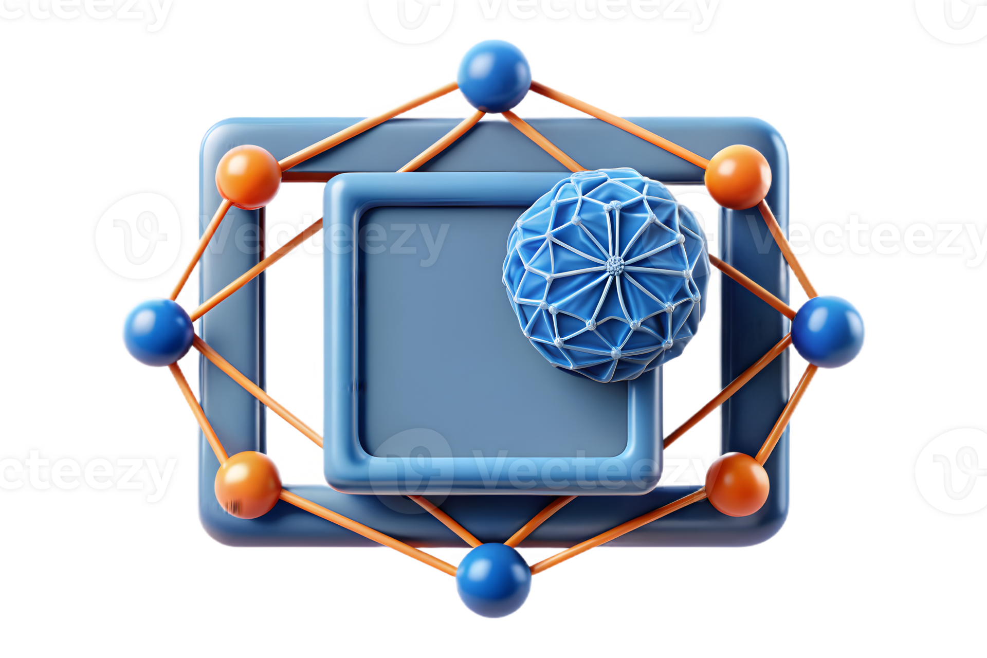 Isometric 3d Ai Driven Neural Network Frame Concept As A Minimalistic Border Frame With Neural
