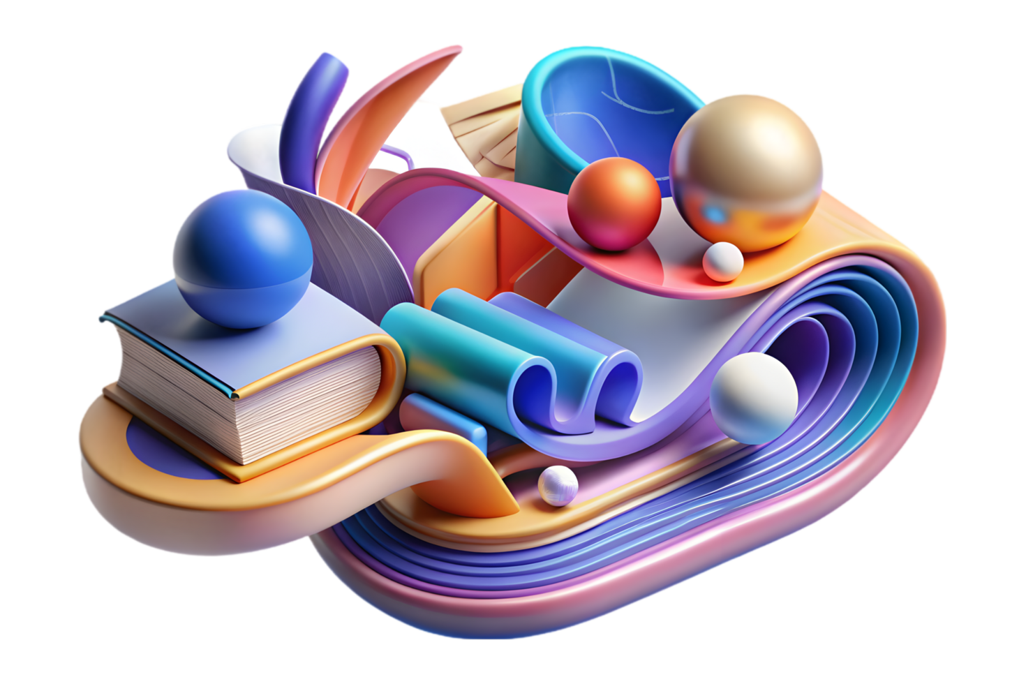 A Colorful 3d Model Of A Book And Other Objects 49160610 Png
