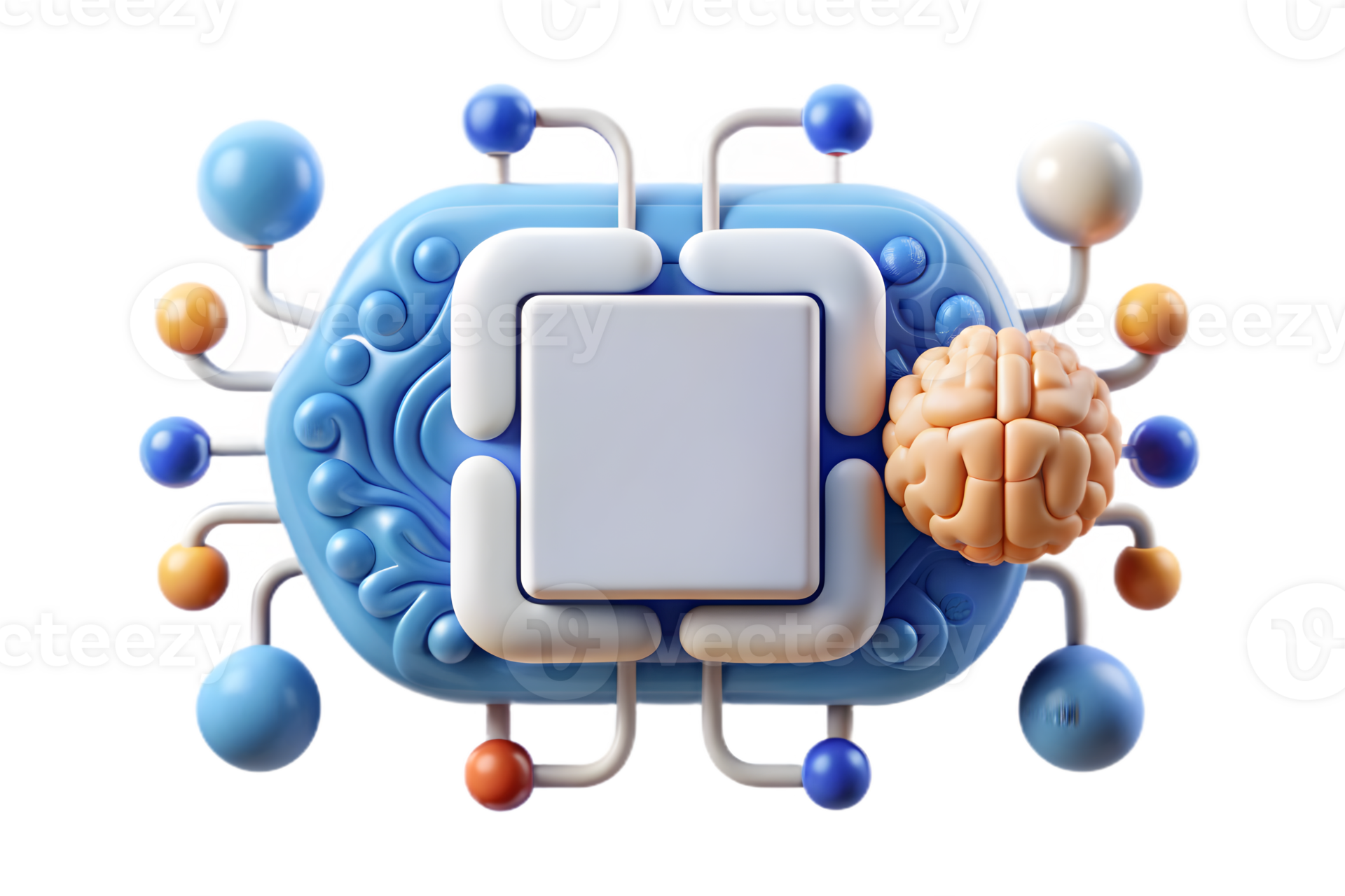 Isometric AI Driven Digital Brain Frame concept as A minimalistic border frame with brainwave ...