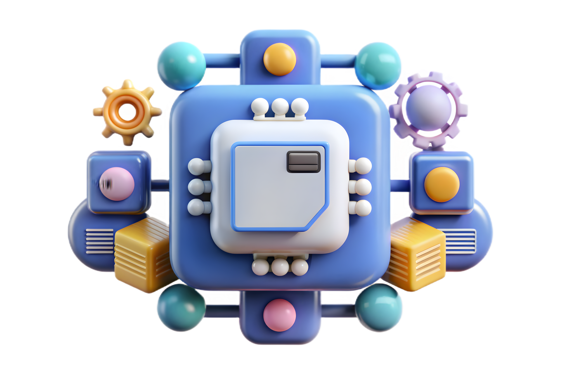 Isometric AI Driven Language Processing Frame concept as A clean border frame with abstract ...