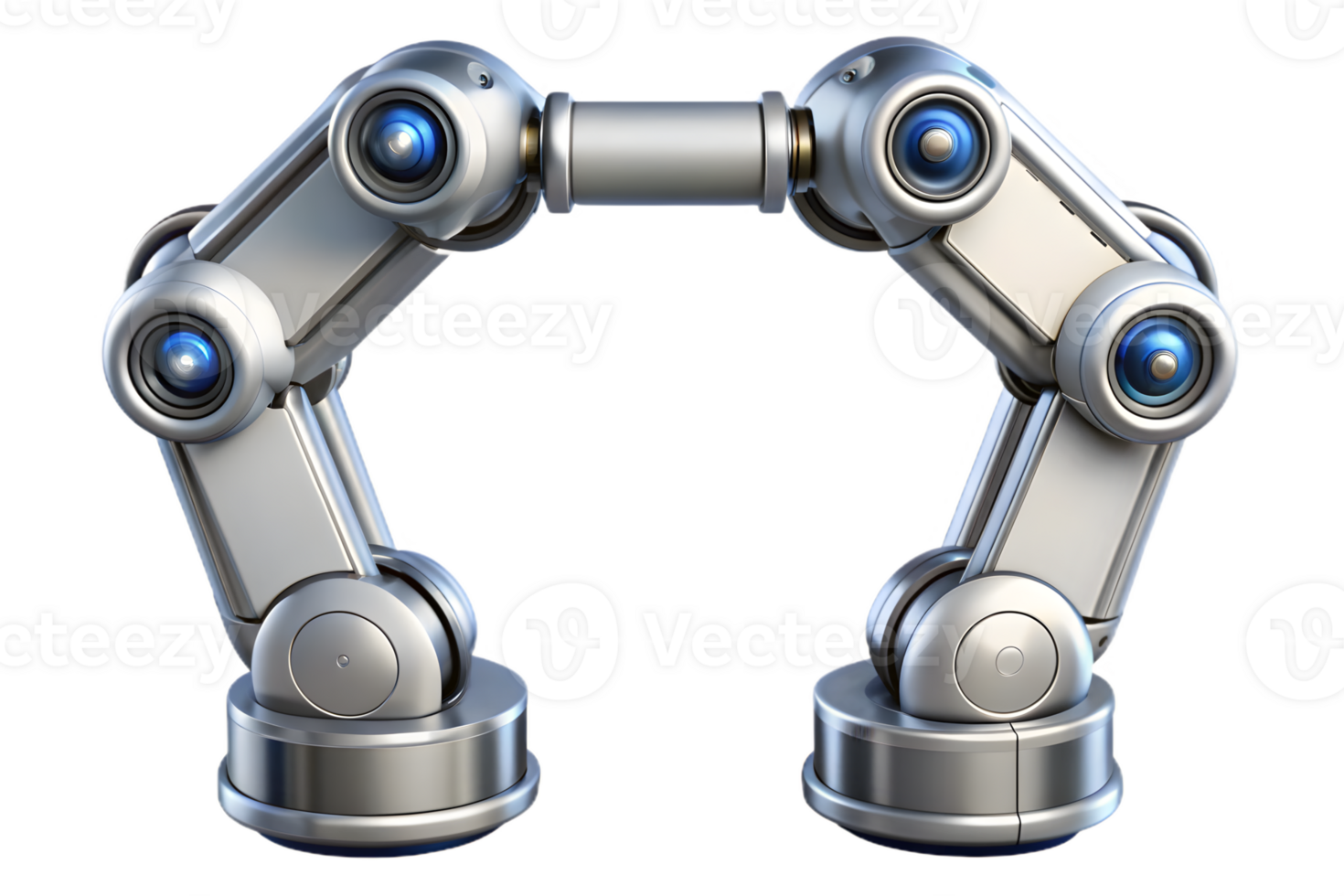 Isometric AI Driven Robotic Arm Frame concept as A border frame with robotic arm elements on the ...