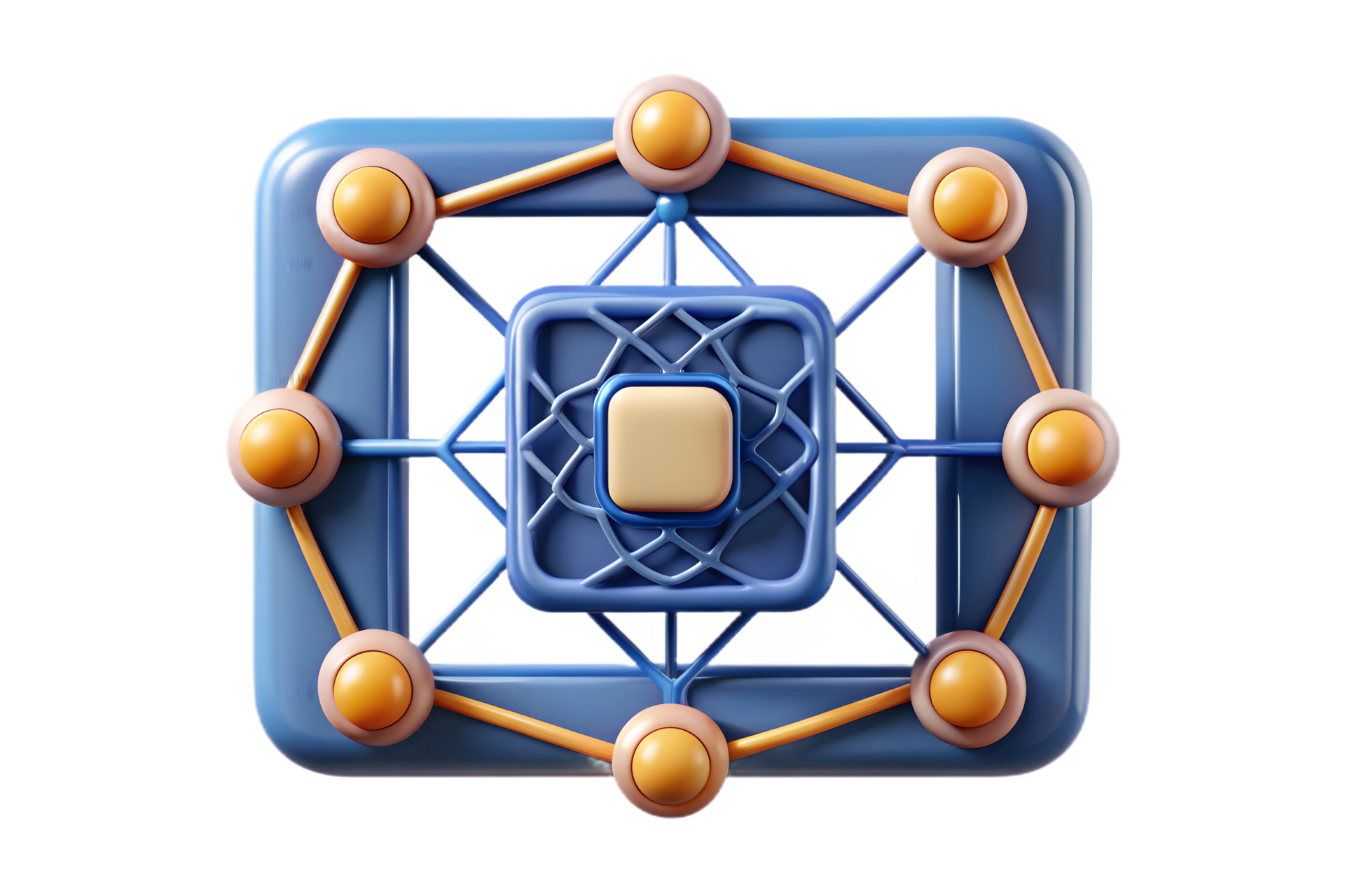 Isometric Ai Driven Neural Network Frame Concept As A Minimalistic Border Frame With Neural