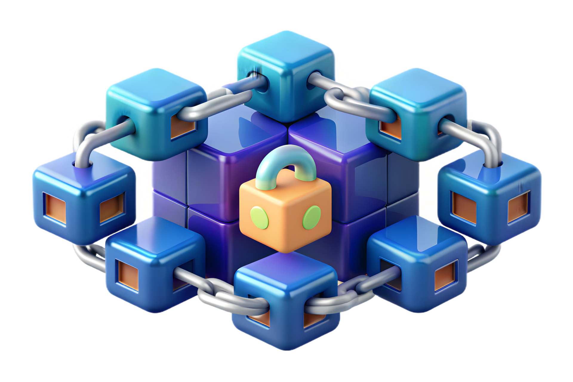 Isometric Flat Ai Driven Blockchain Elements Concept As Abstract