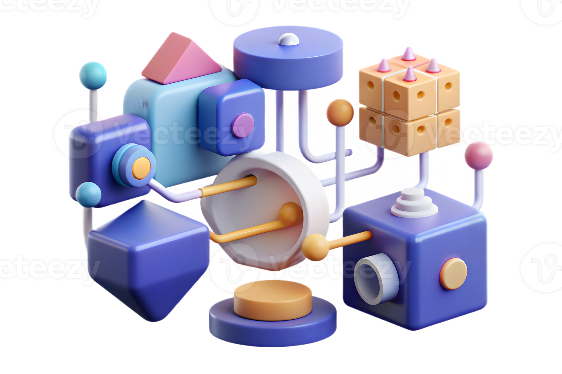 Isometric Flat Ai Driven Data Flow Elements Concept As Abstract