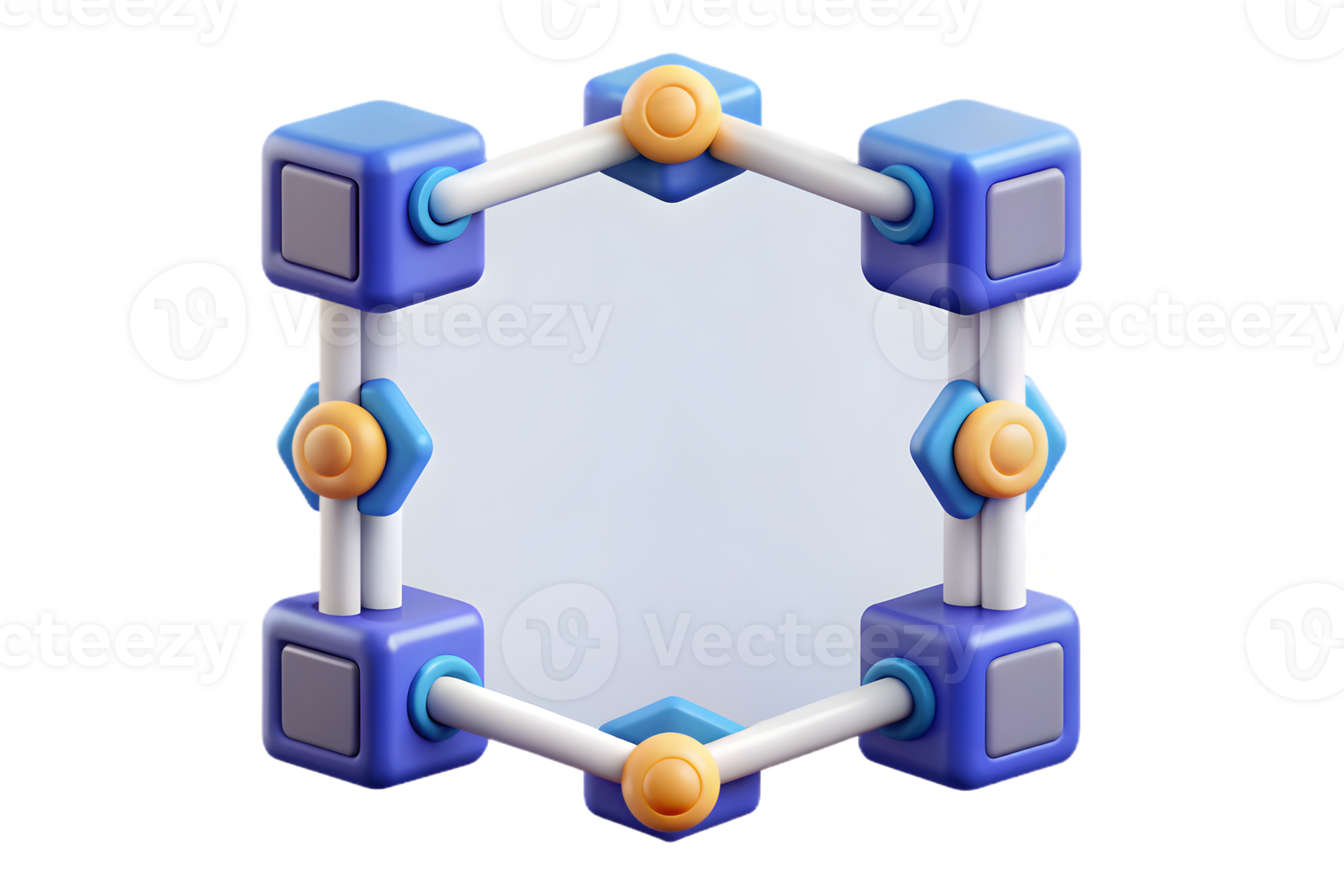 Isometric Flat Ai Powered Blockchain Border Frame Concept As A Clean