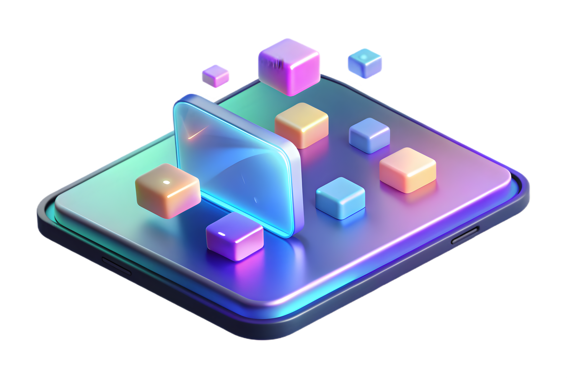 Isometric Flat Holographic Tablet with Floating Icons concept as A ... Isometric Flat Holographic Tablet with Floating Icons concept as A ...