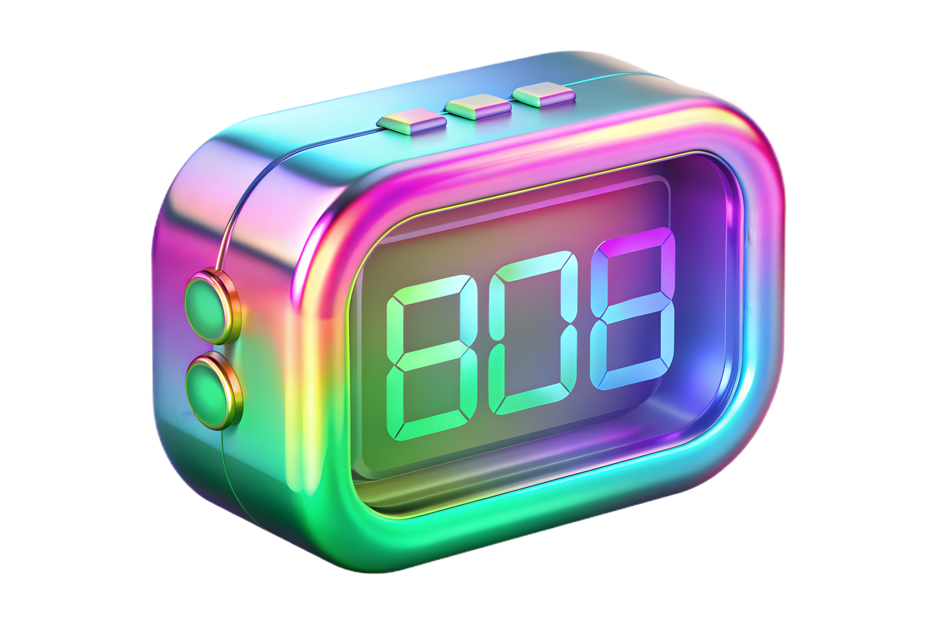A colorful digital clock with the time 8 o 'clock 49161014 PNG