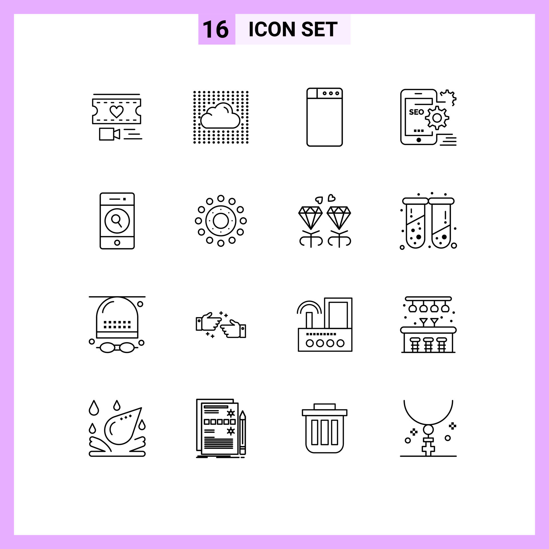16 Universal Outlines Set For Web And Mobile Applications Phone