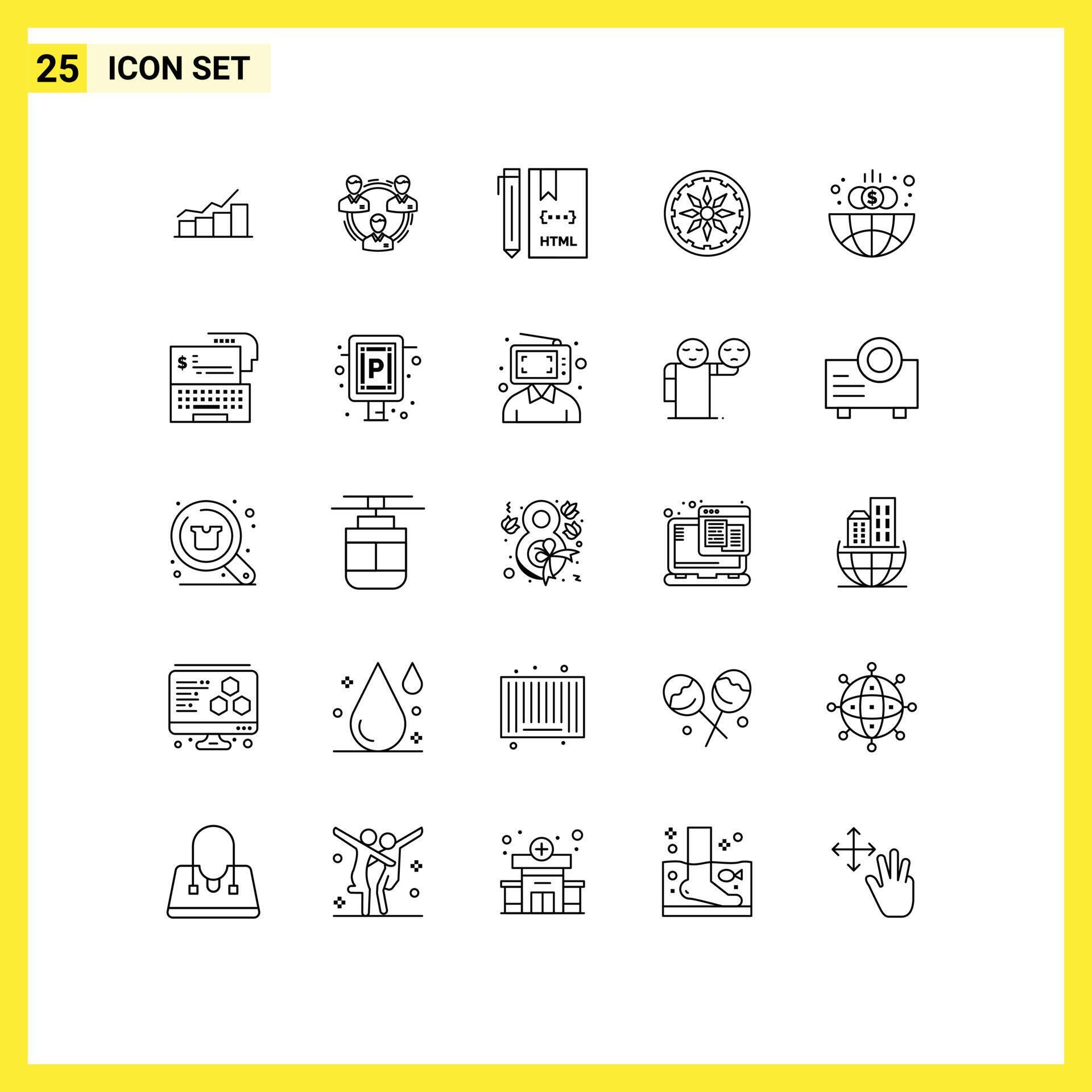 Set of 25 element Lines on Grid for html develop communication coding ...