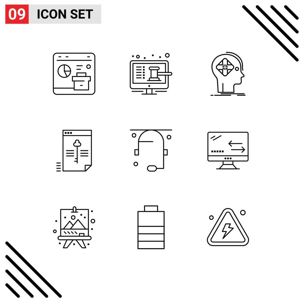 9 Universal Outlines Set For Web And Mobile Applications Lock File Online Mind Future Editable