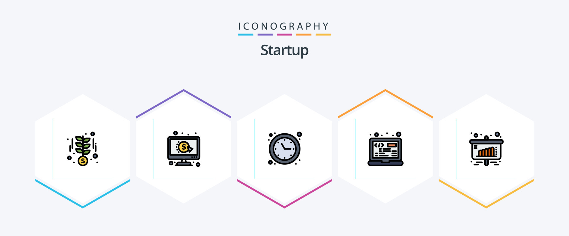 Startup 25 FilledLine icon pack including chart html clock programming ... Startup 25 FilledLine icon pack including chart html clock programming ...