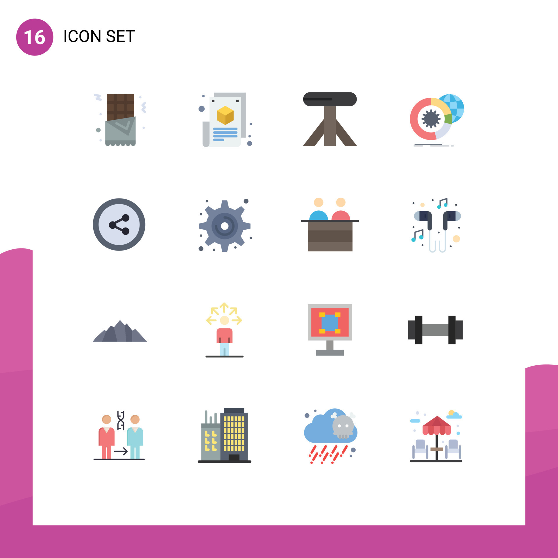 Stock element Icon Pack of 16 Line Signs and Symbols for churro ...