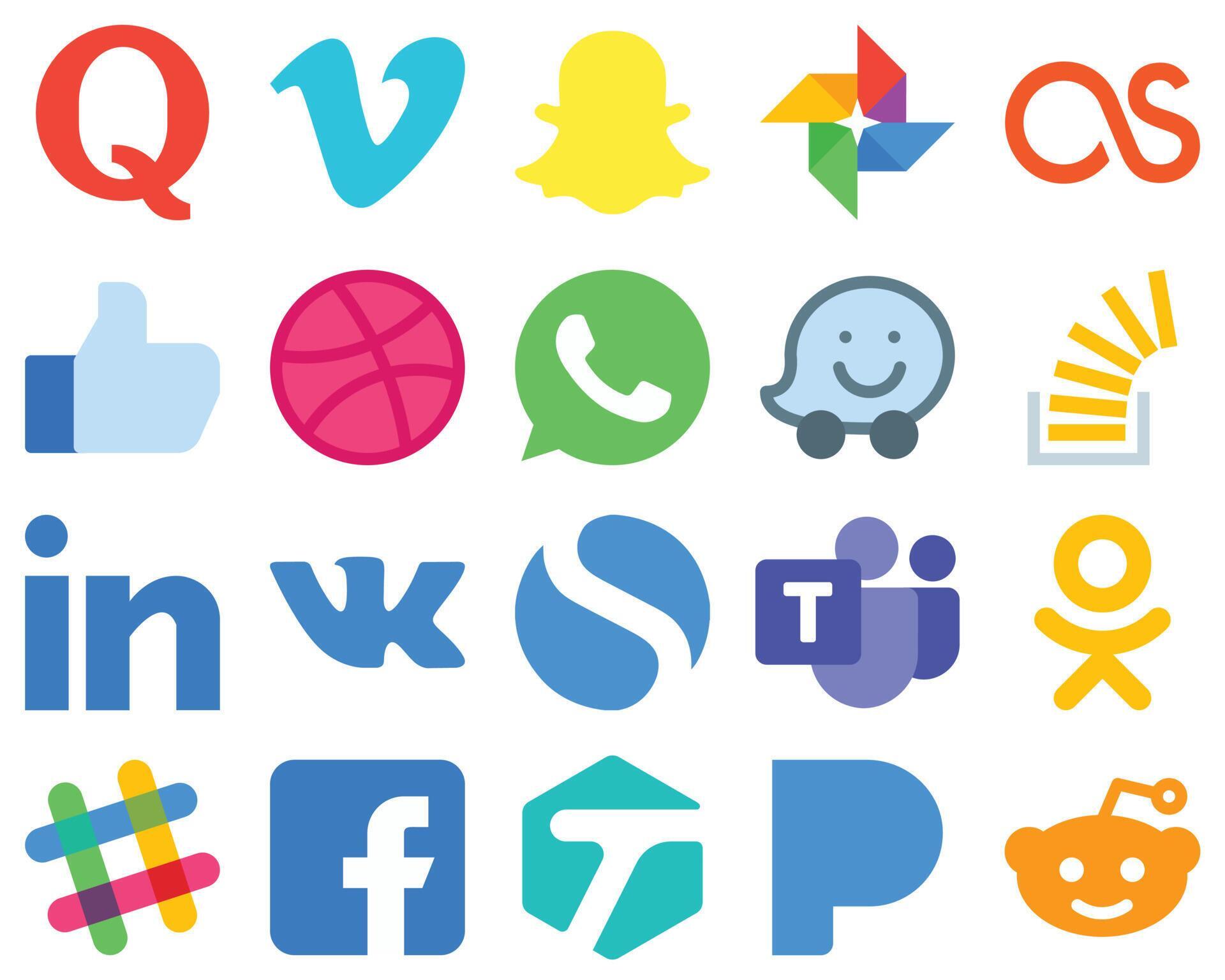 20 Flat Social Media Icons for a Modern UI professional overflow facebook stock and ...
