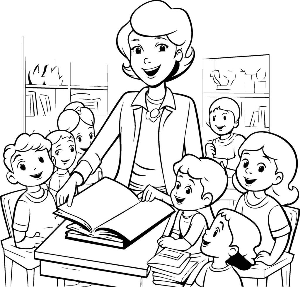 Teachers Clipart Black And White Clipart Illustration Of An Outlined