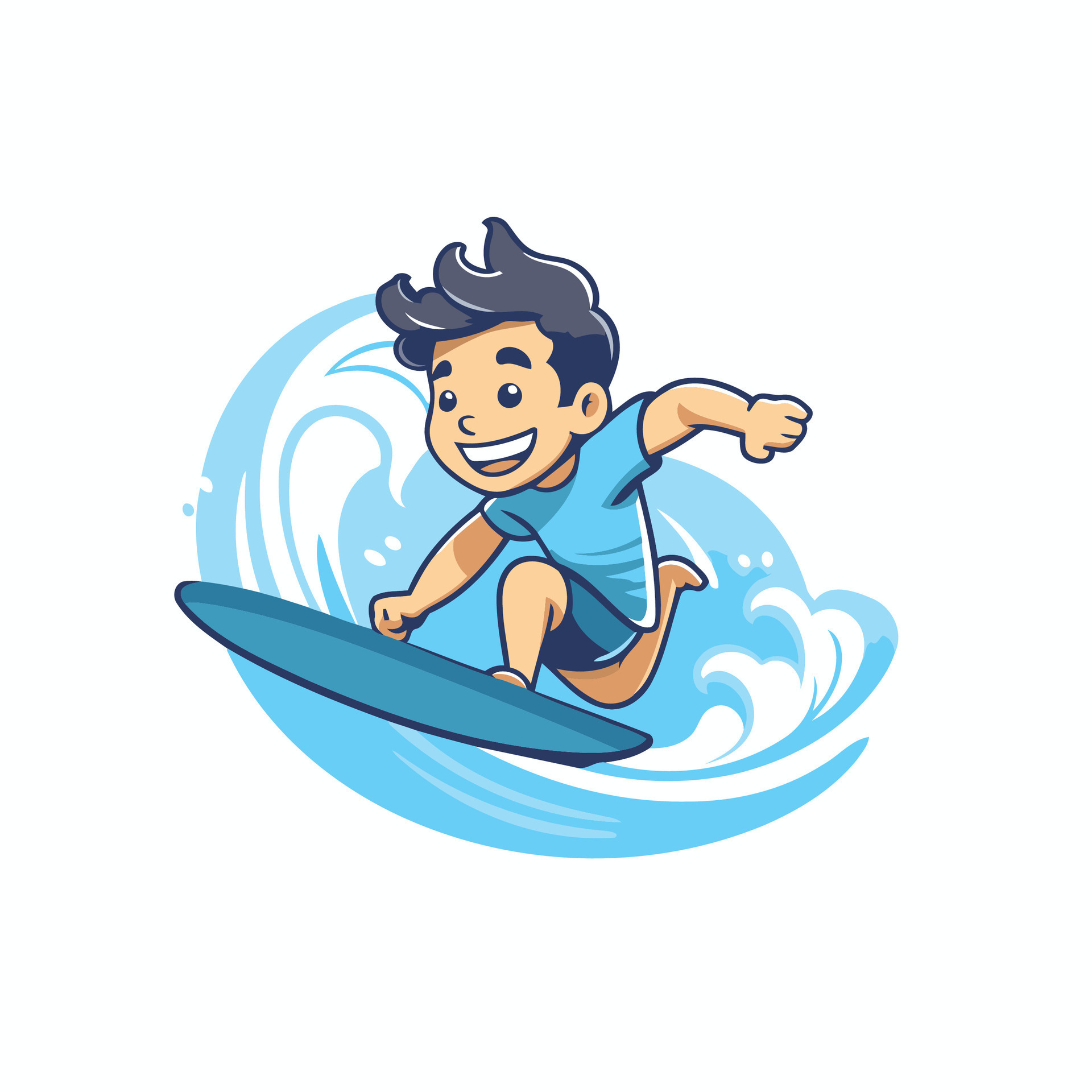 Surfer Cartoon Character Illustration Isolated On White Background