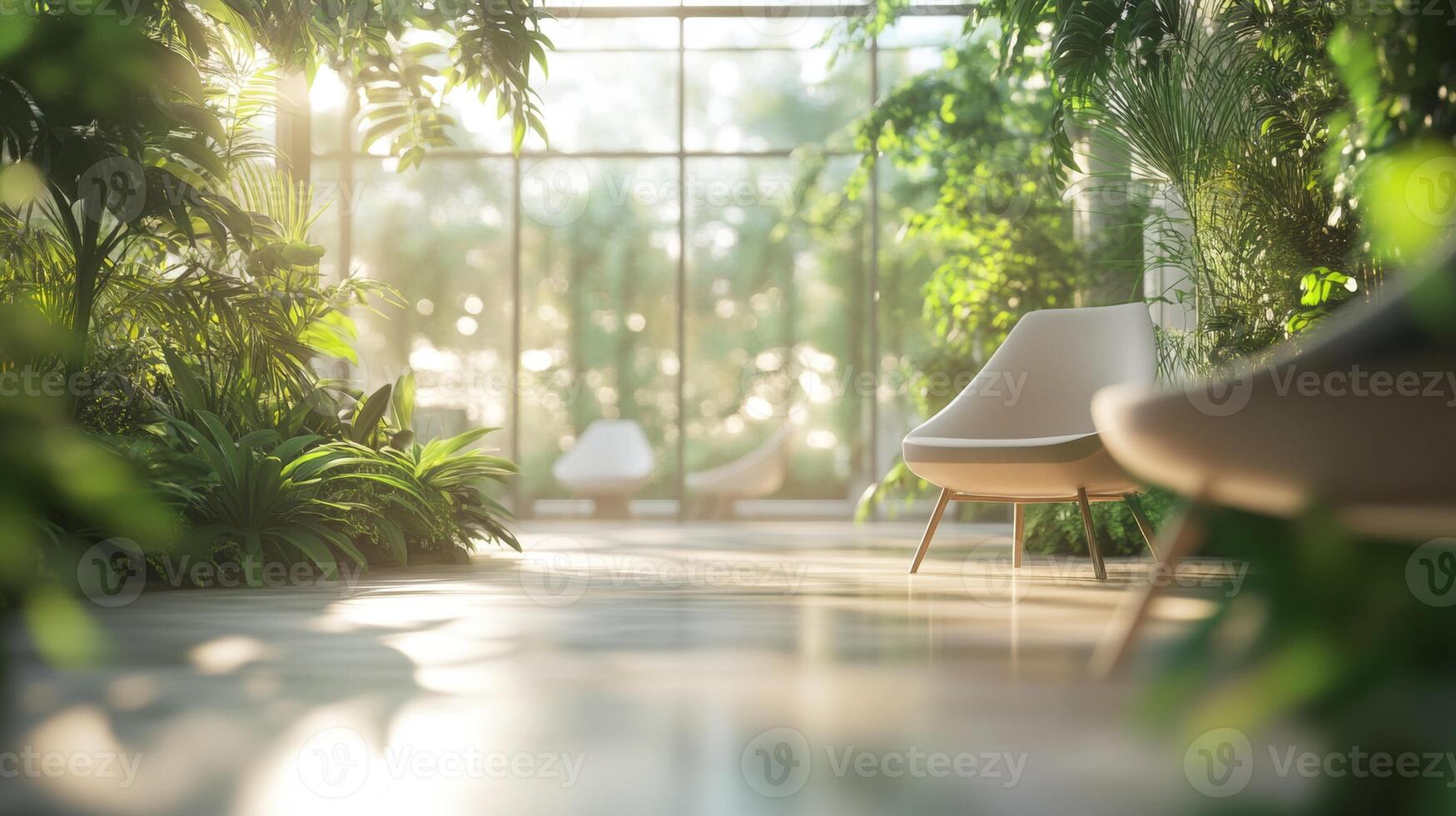 Serene Modern Office Atrium with Bokeh and Lush Greenery in Cinematic Style 49172284 Stock Photo ...