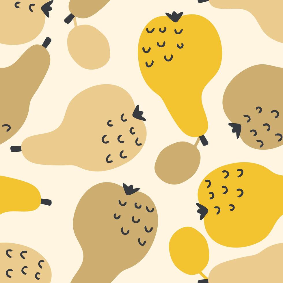 Seamless seamless pattern with retro style doodle pears. Perfect print for card, label, textile ...