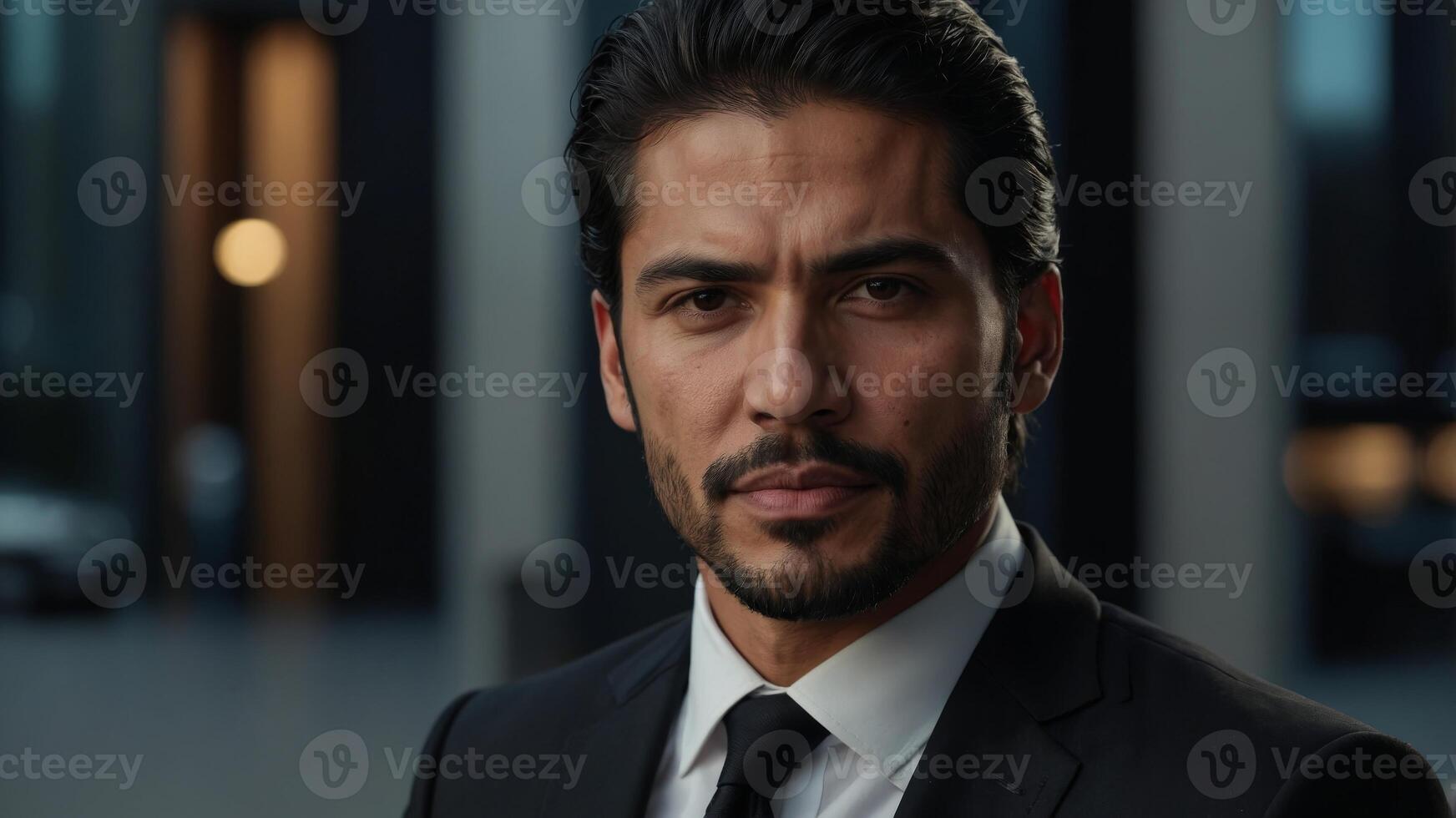 Handsome Hispanic Businessman In Black Suit. 49186766 Stock Photo at ...