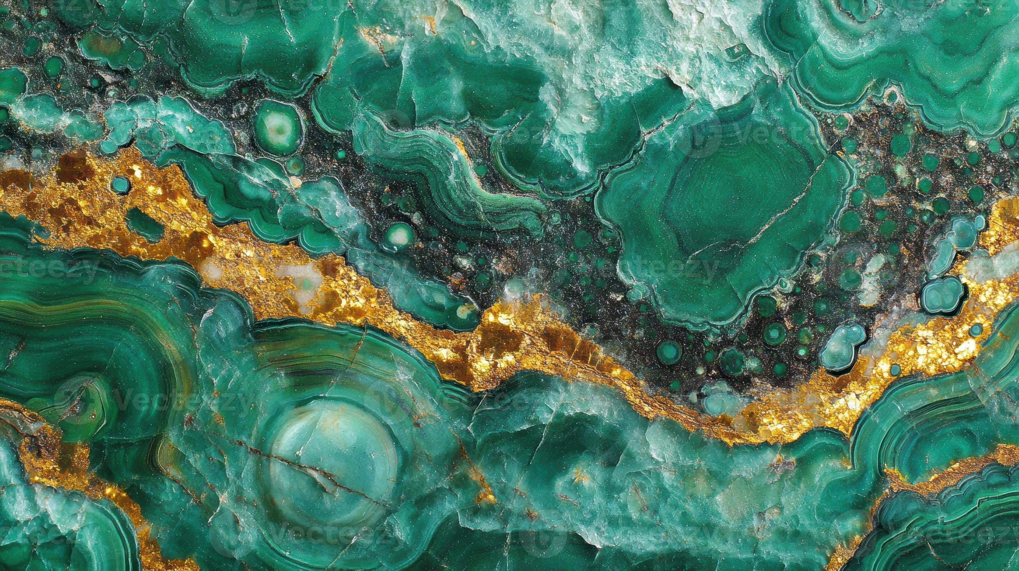 Polished fuchsite stone with striking green and gold coloration, highlighting its complex ...