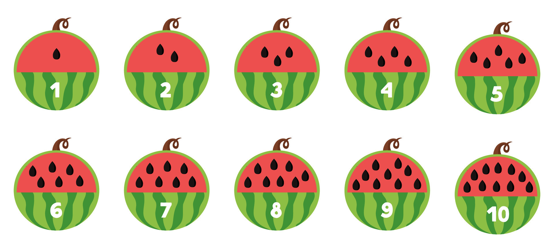 Counting game with watermelon halves. Math game for kids. Counting to ...