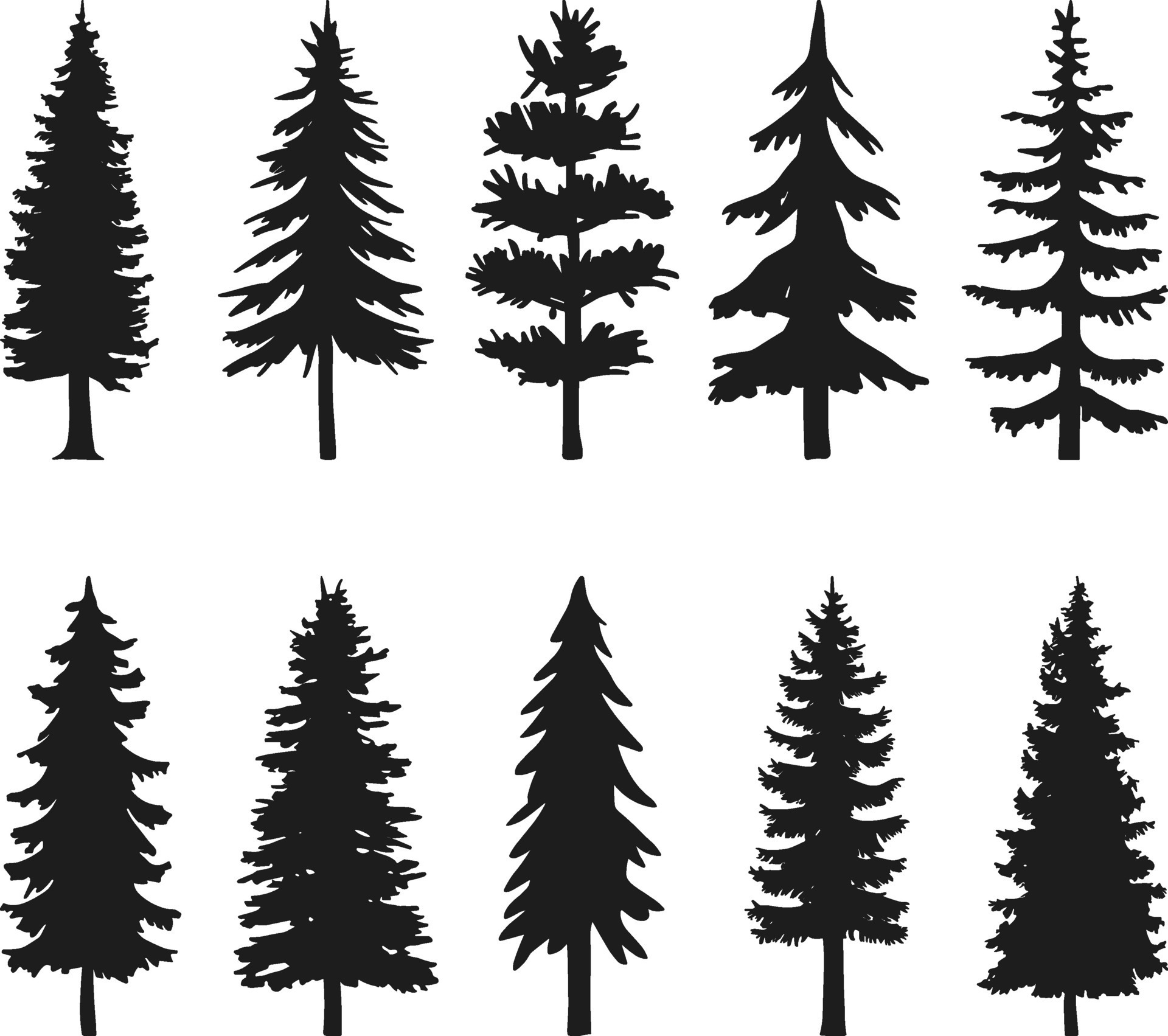 Simple Pine tree Silhouette set 49207309 Vector Art at Vecteezy