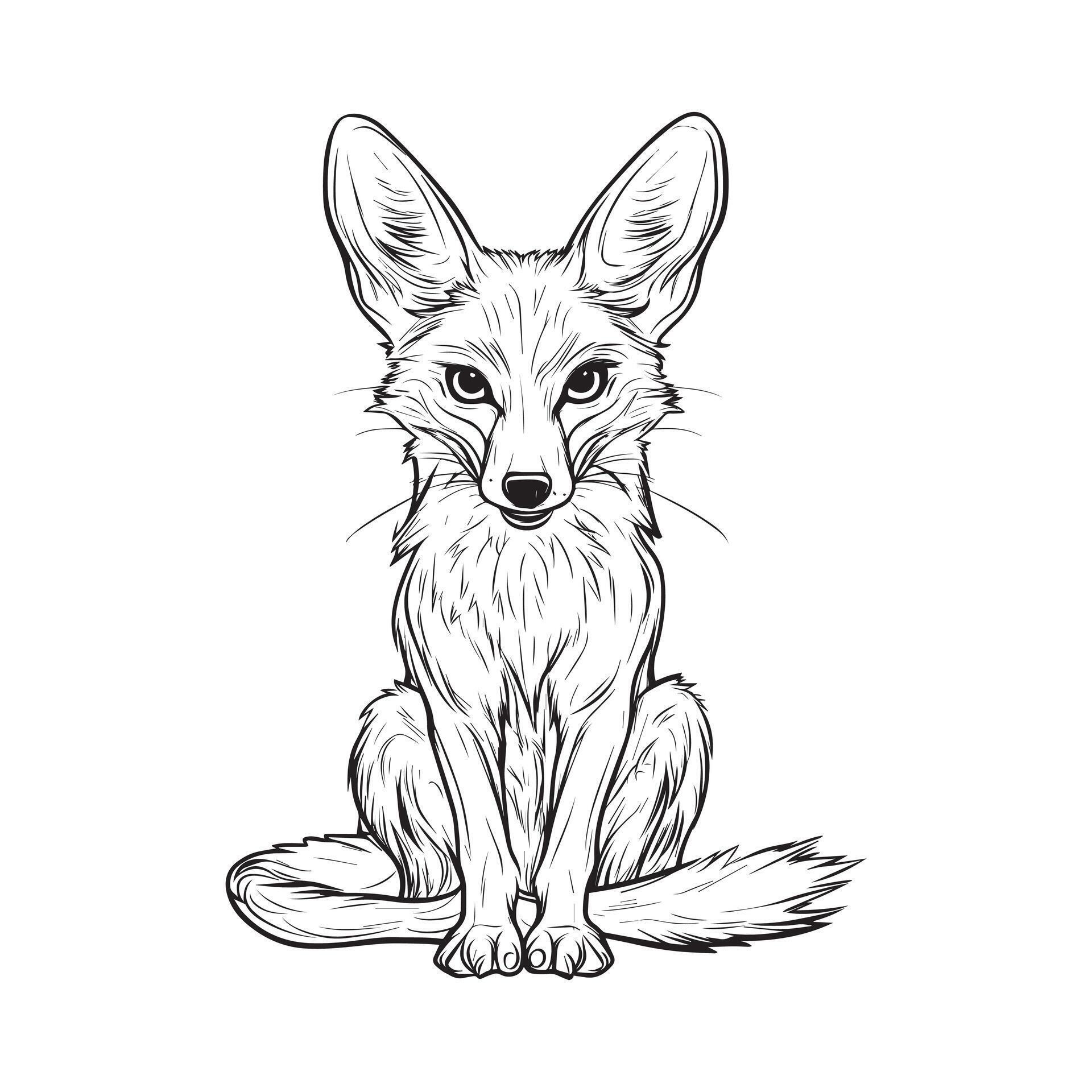 Jackal Outline Design, Jackal Clipart, Sneaky Crawl Jackal illustration in black and white ...