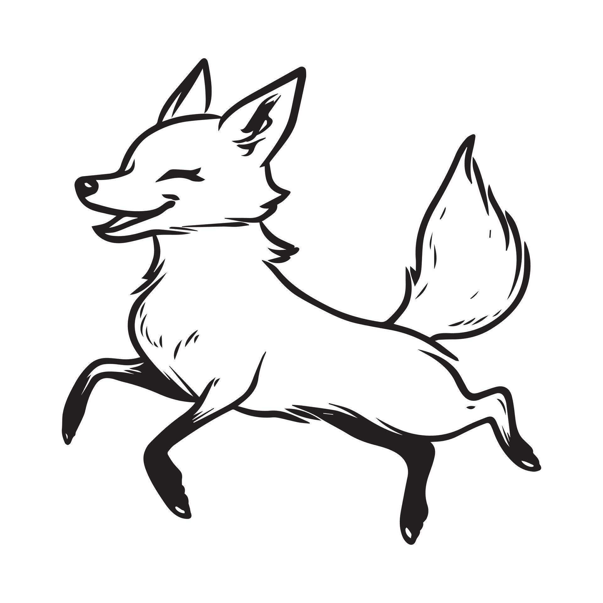 Jackal Outline Design, Jackal Clipart, A Playful Jackal illustration in black and white 49212606 ...