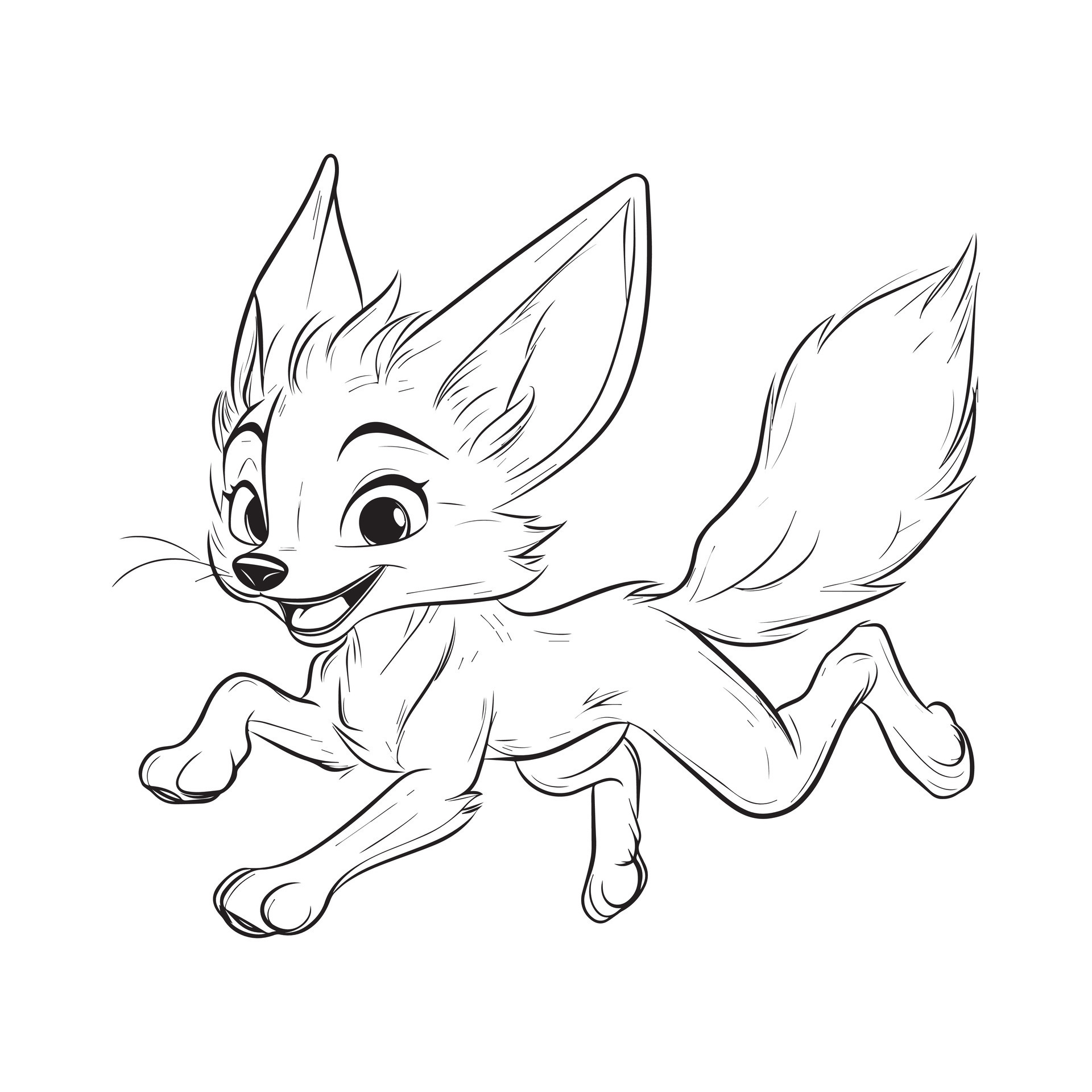 Jackal Outline Design, Jackal Clipart, A Running Sprint Jackal illustration in black and white ...