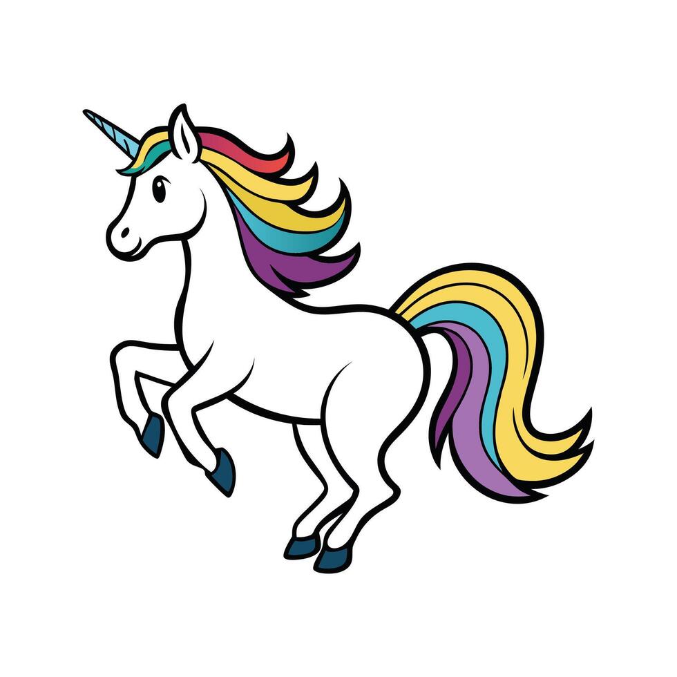 Cute Unicorn Clipart, Cute Unicorn jumping illustration 49213394 Vector ...