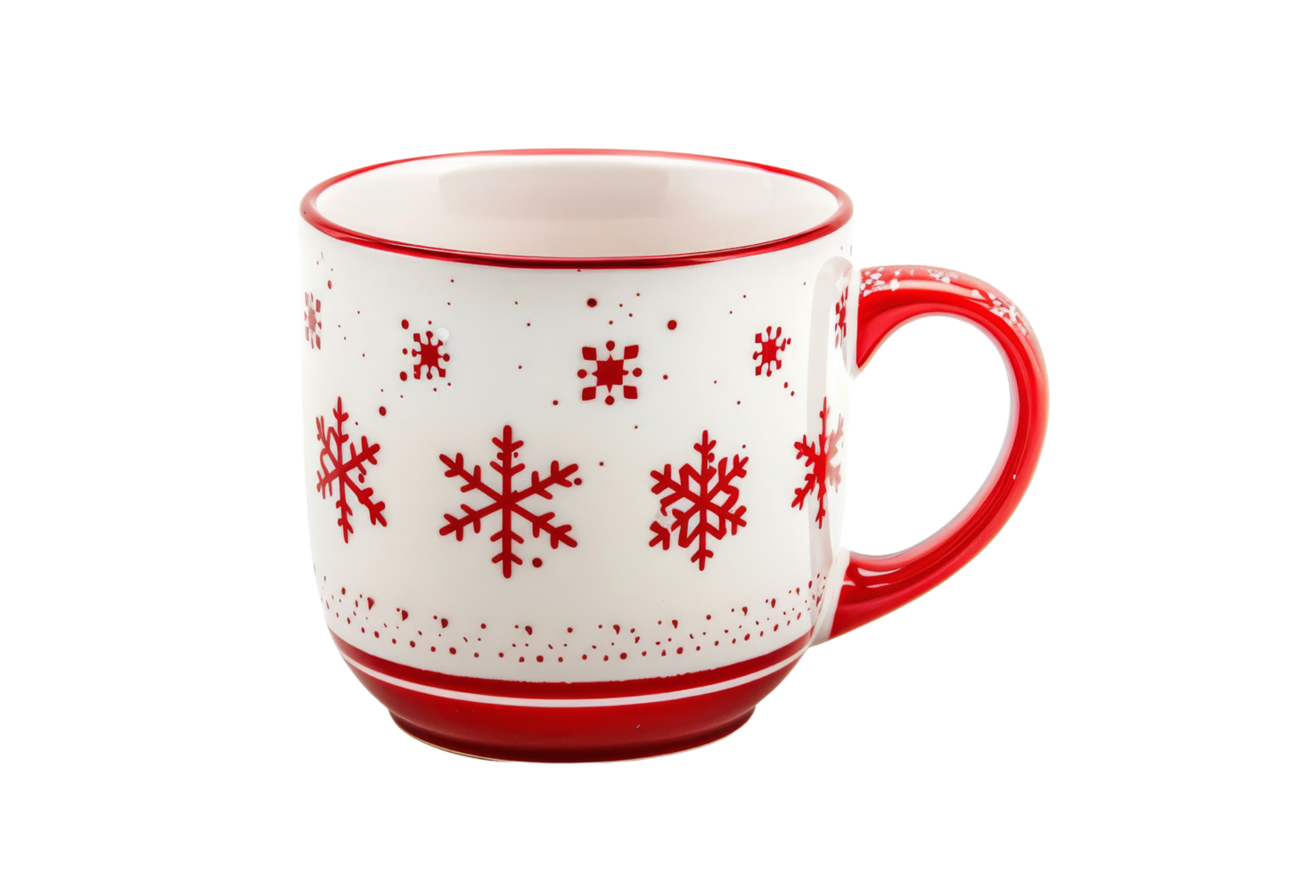 Red And White Ceramic Mug With Snowflake Design 49216051 Png
