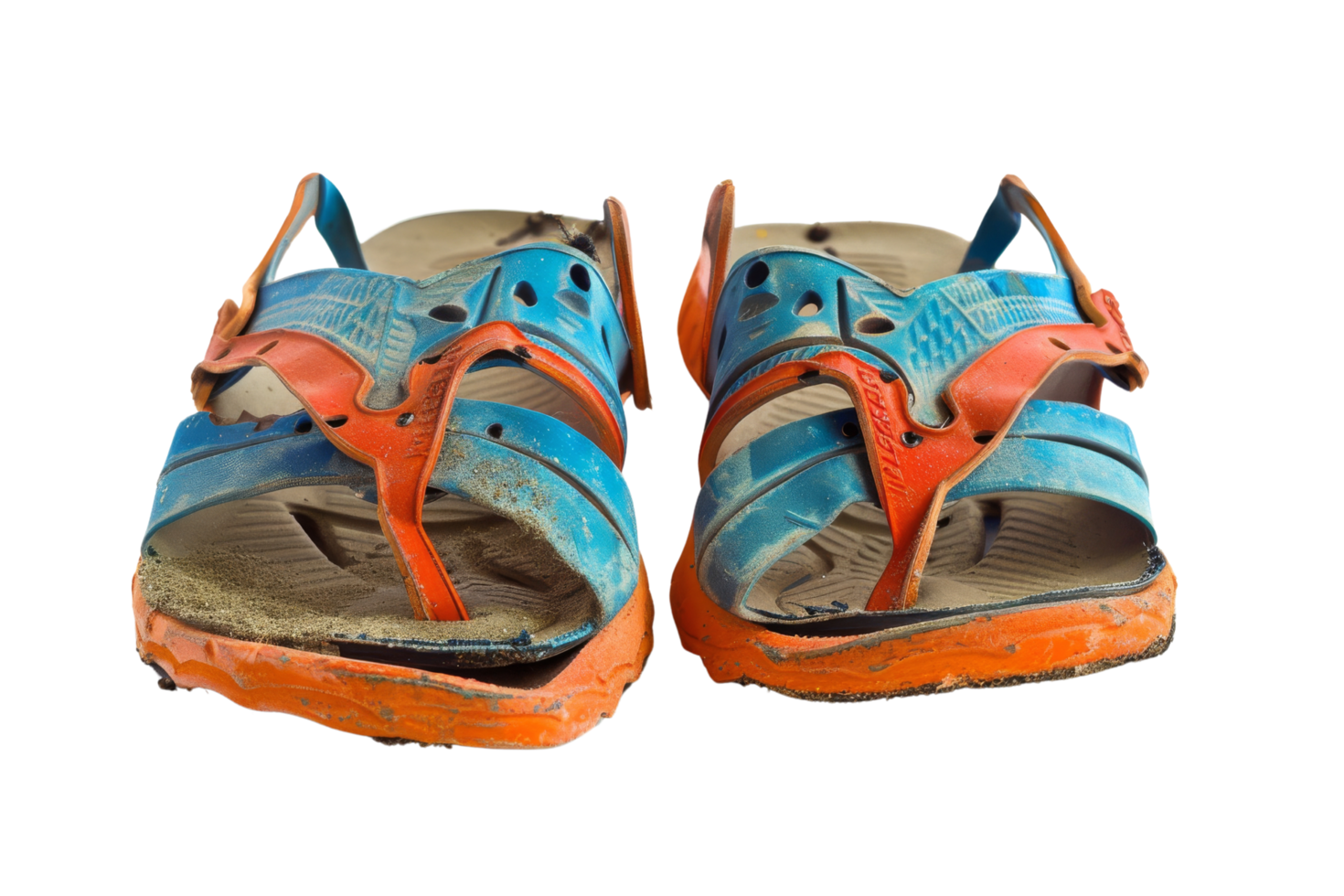 Worn Out Blue and Orange Sandals 49216504 PNG