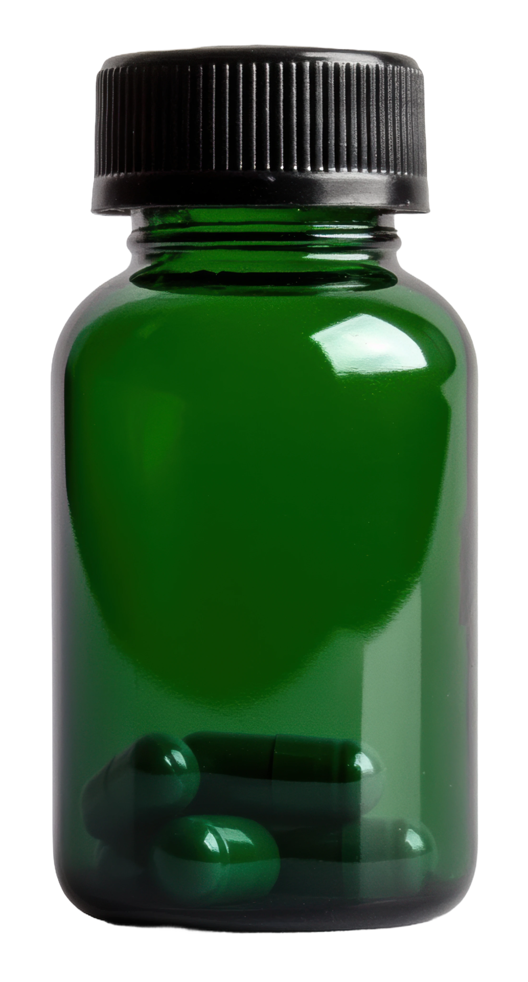 Green bottle with black cap containing capsules, cut out - stock ... Green bottle with black cap containing capsules, cut out - stock ...