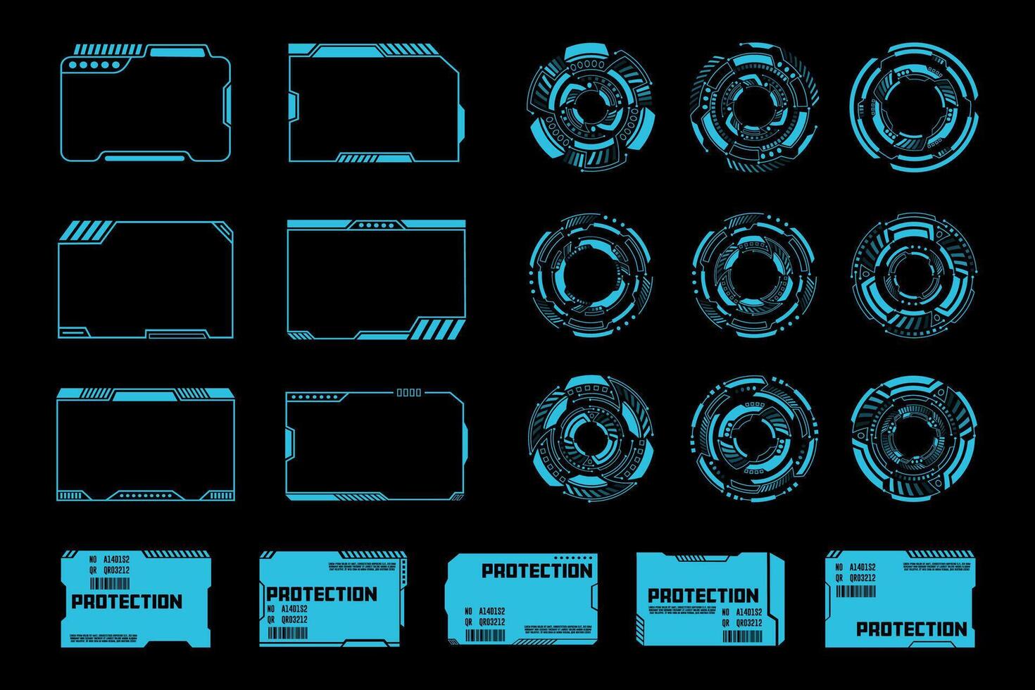 Neon Blue Cyberpunk Interface Elements Set. Futuristic HUD Design Ui ... Neon Blue Cyberpunk Interface Elements Set. Futuristic HUD Design Ui ...