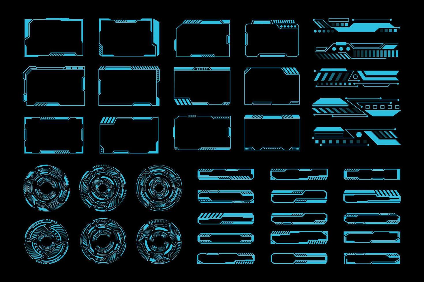Neon Blue Cyberpunk Interface Elements. Futuristic HUD Design Set ... Neon Blue Cyberpunk Interface Elements. Futuristic HUD Design Set ...
