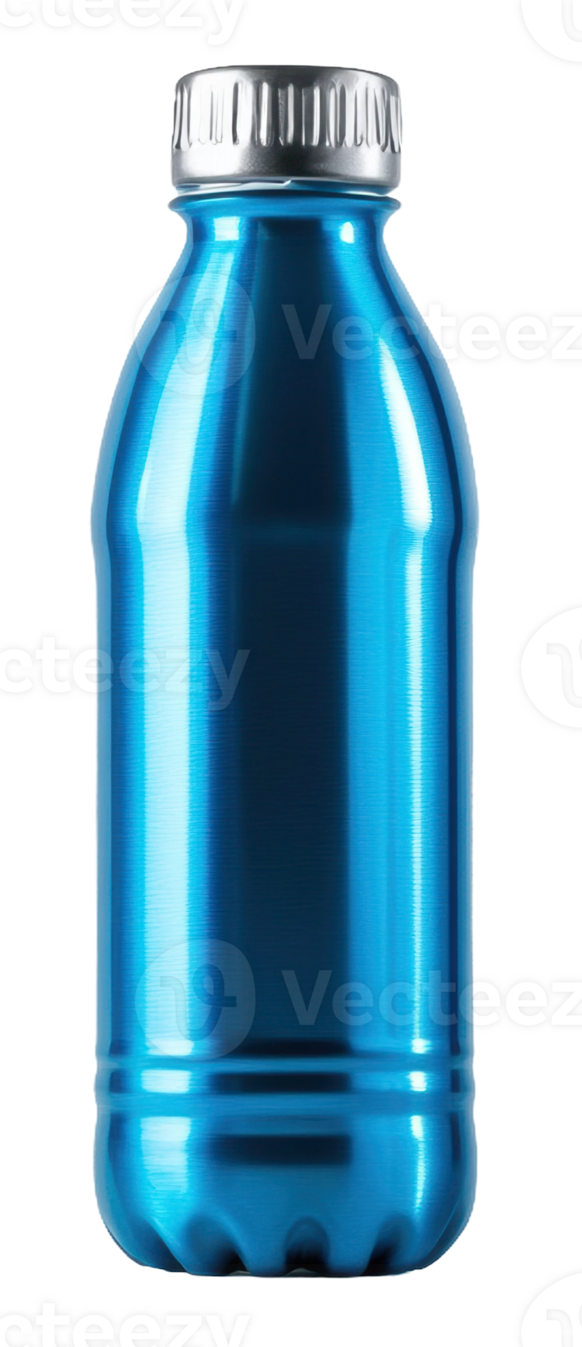 Metallic blue water bottle, cut out - stock . 49224745 PNG