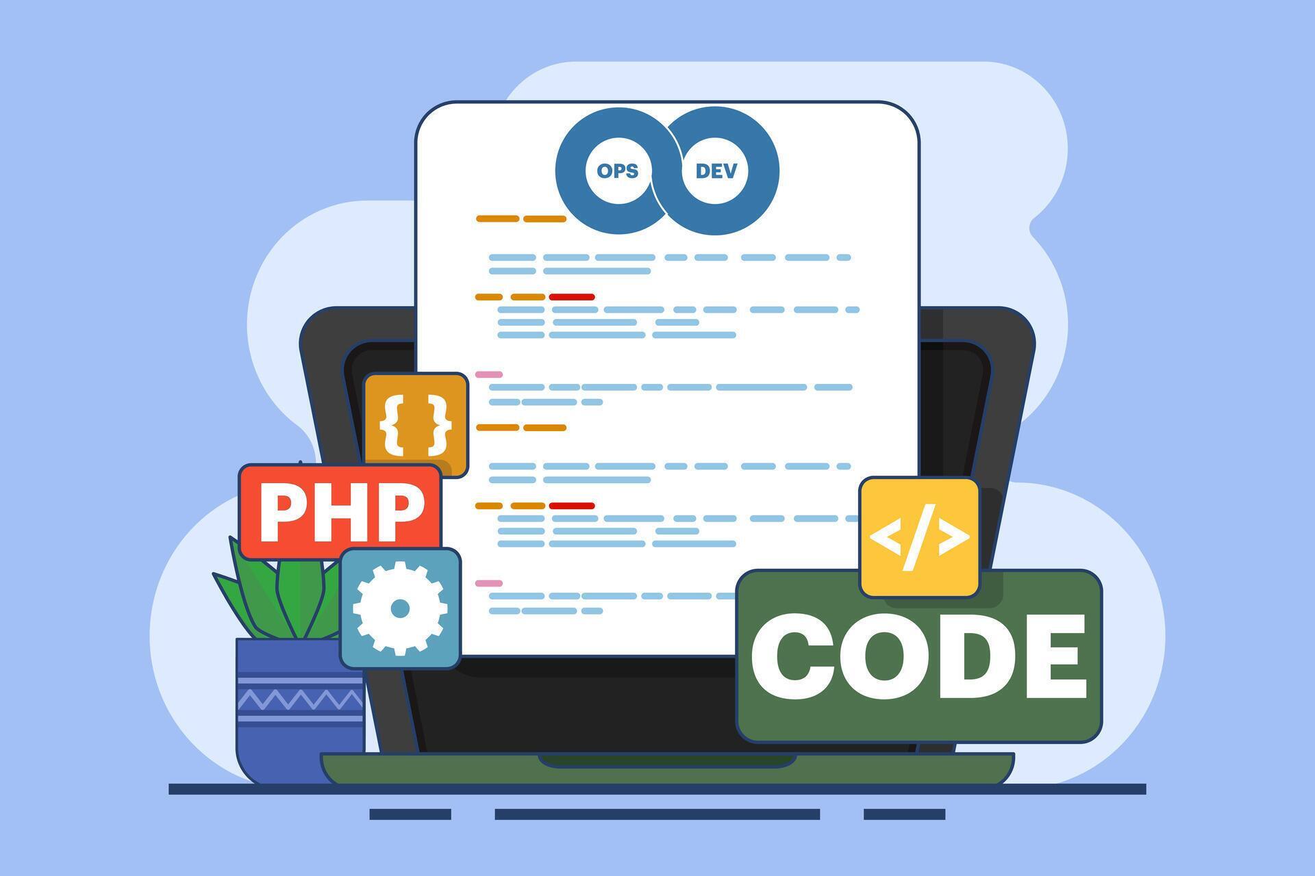 Software development and operations program practice concept, DevOps ...