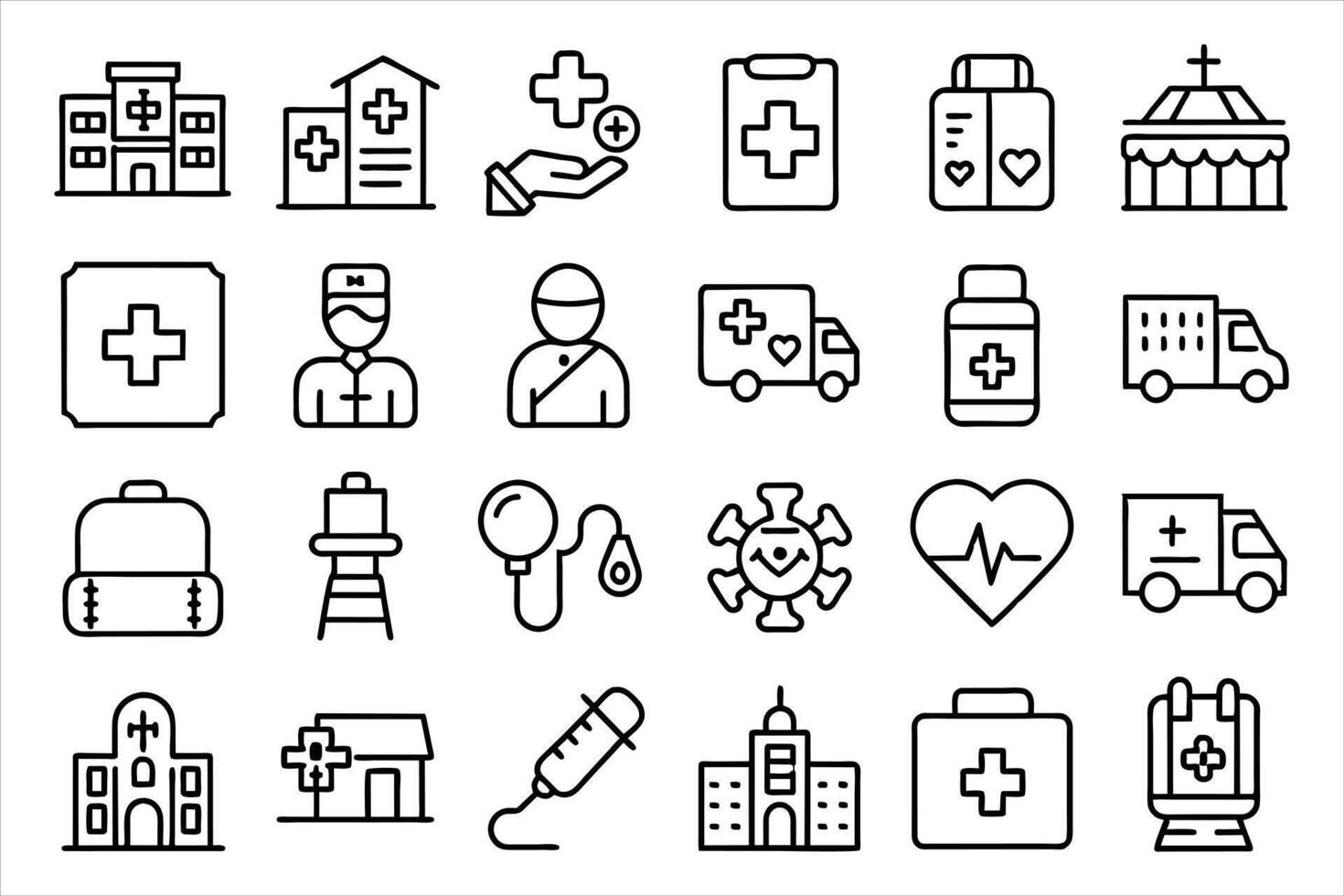 Hospital And Medical Care Icon Set Editable Stroke Outline Icons Set 49226686 Vector Art At