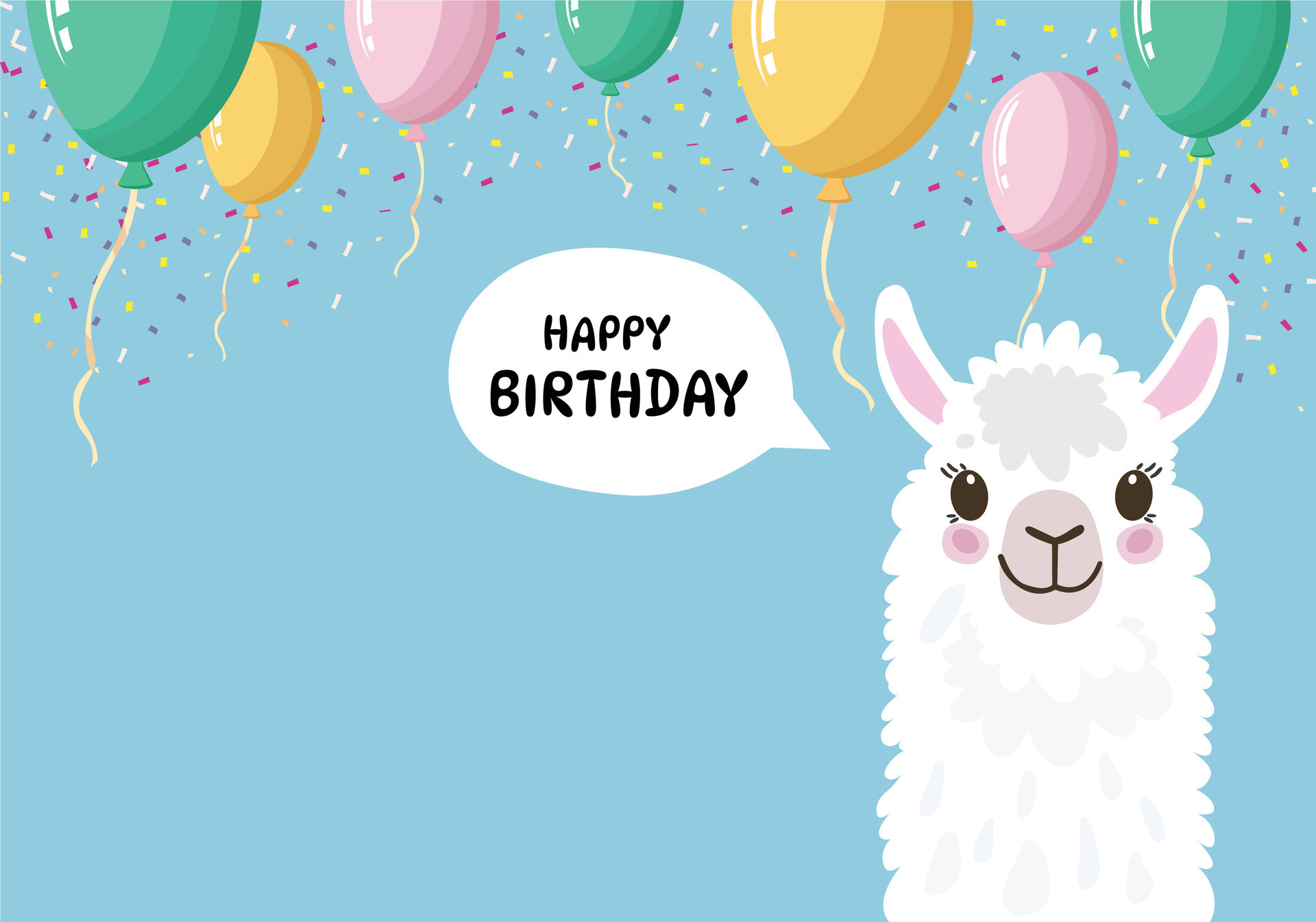 Llama with Balloons Happy Birthday concept 49231244 Vector Art at Vecteezy