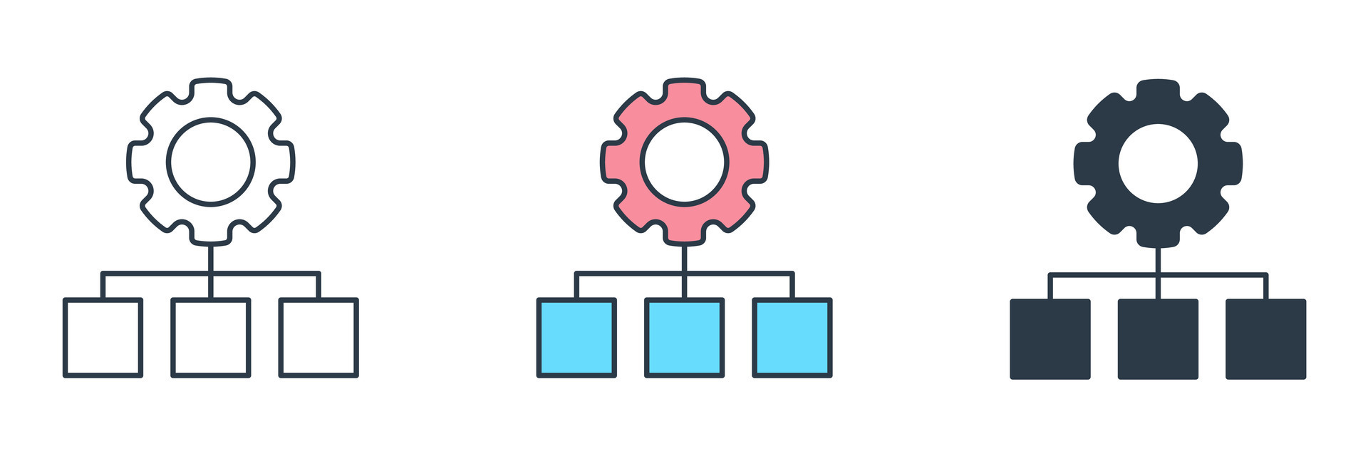 flow chart icon symbol illustration isolated on white background ...